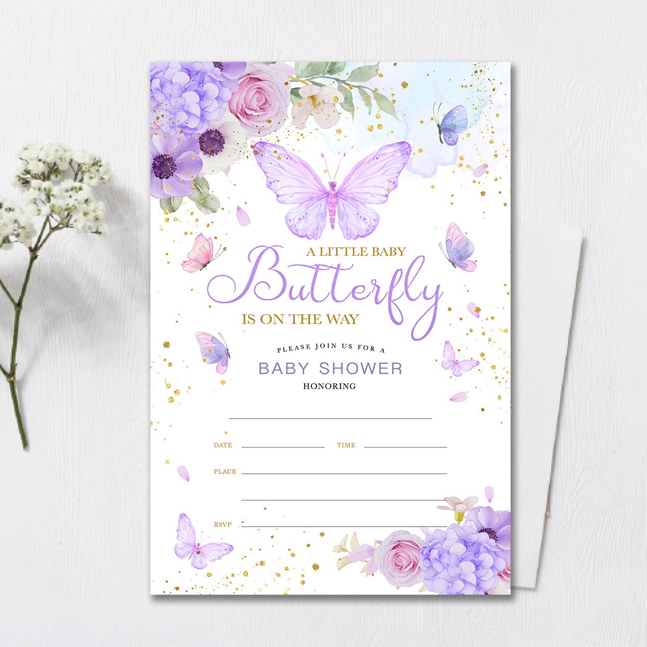 Baby Shower Girl Invitations Butterflies