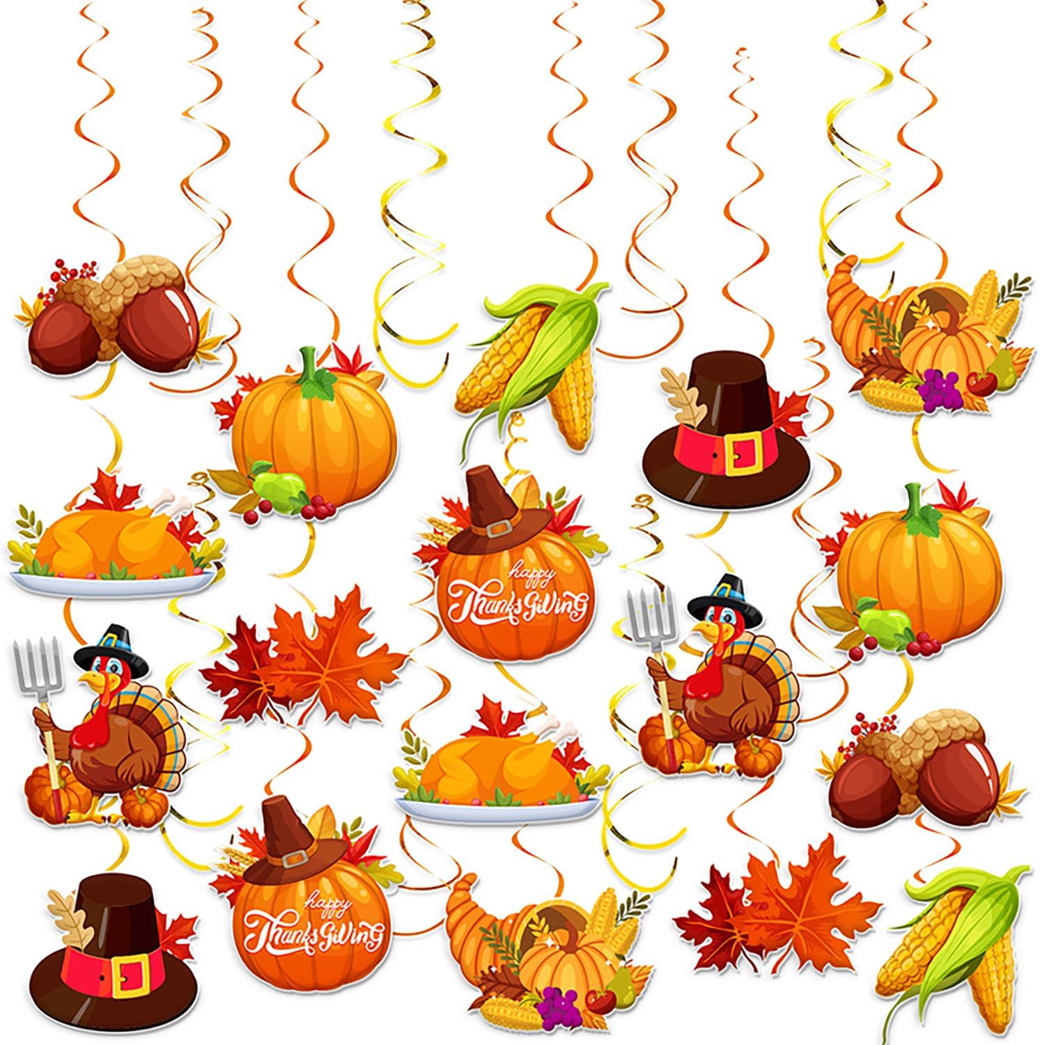 Amazon.com: Thanksgiving Decorations Hanging Swirls, 40 PCS ...