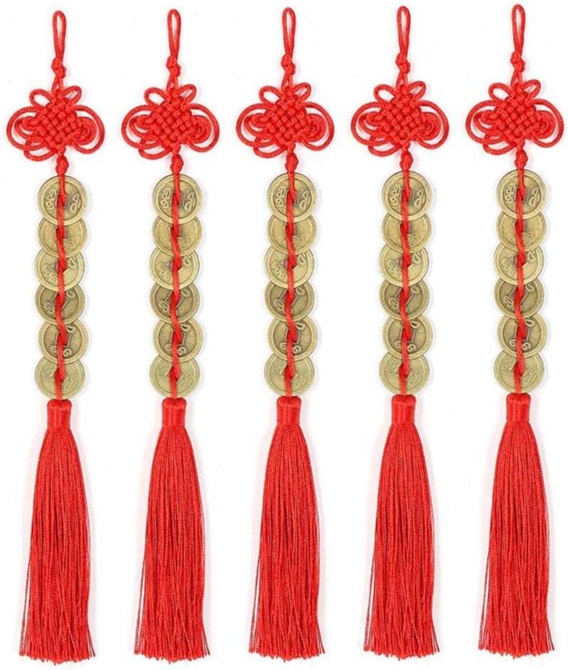 Amazon.com: ISKYBOB Set of 6 I-Ching Feng Shui Coins with Red Chinese ...