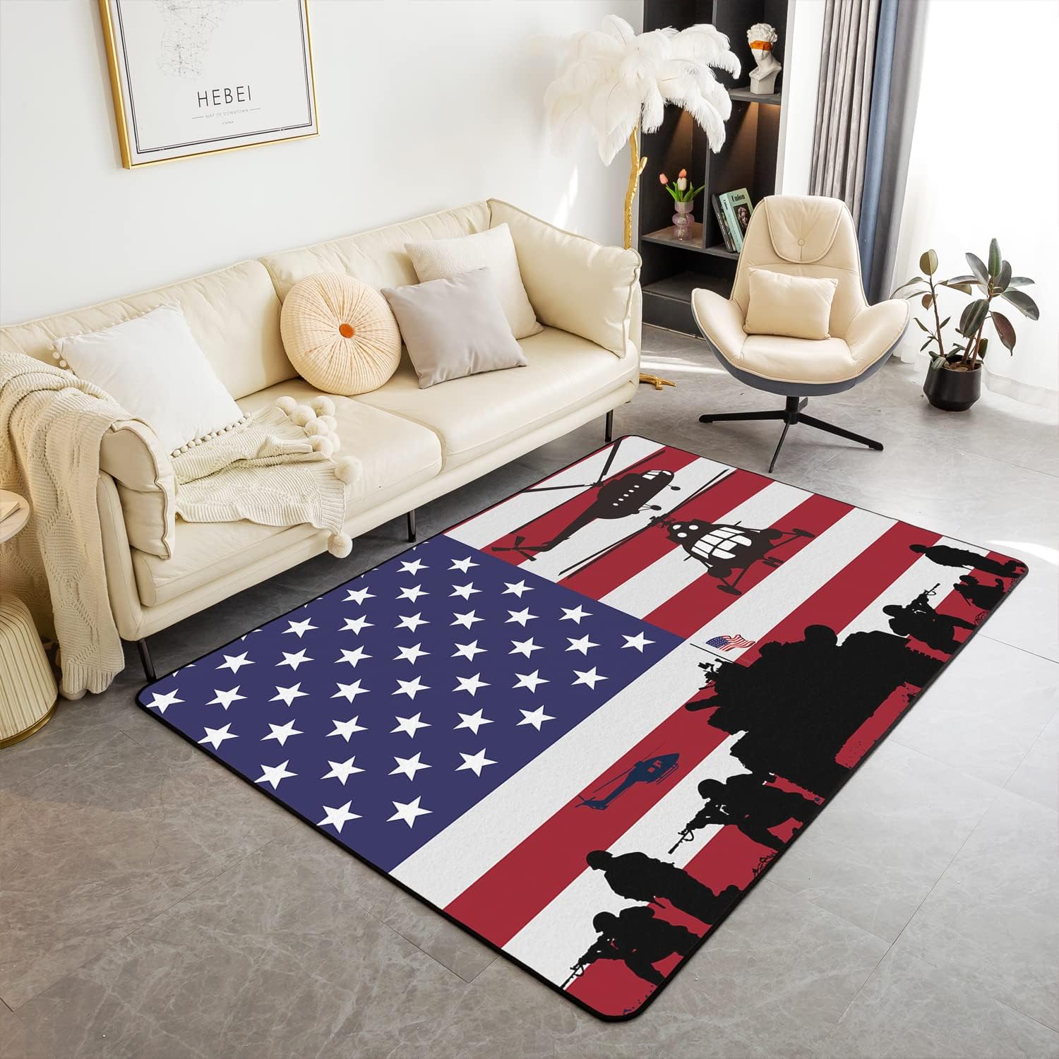 Amazon.com: American Flag Area Rug 4'x5' Soldier Rifle Helicopter Tank ...