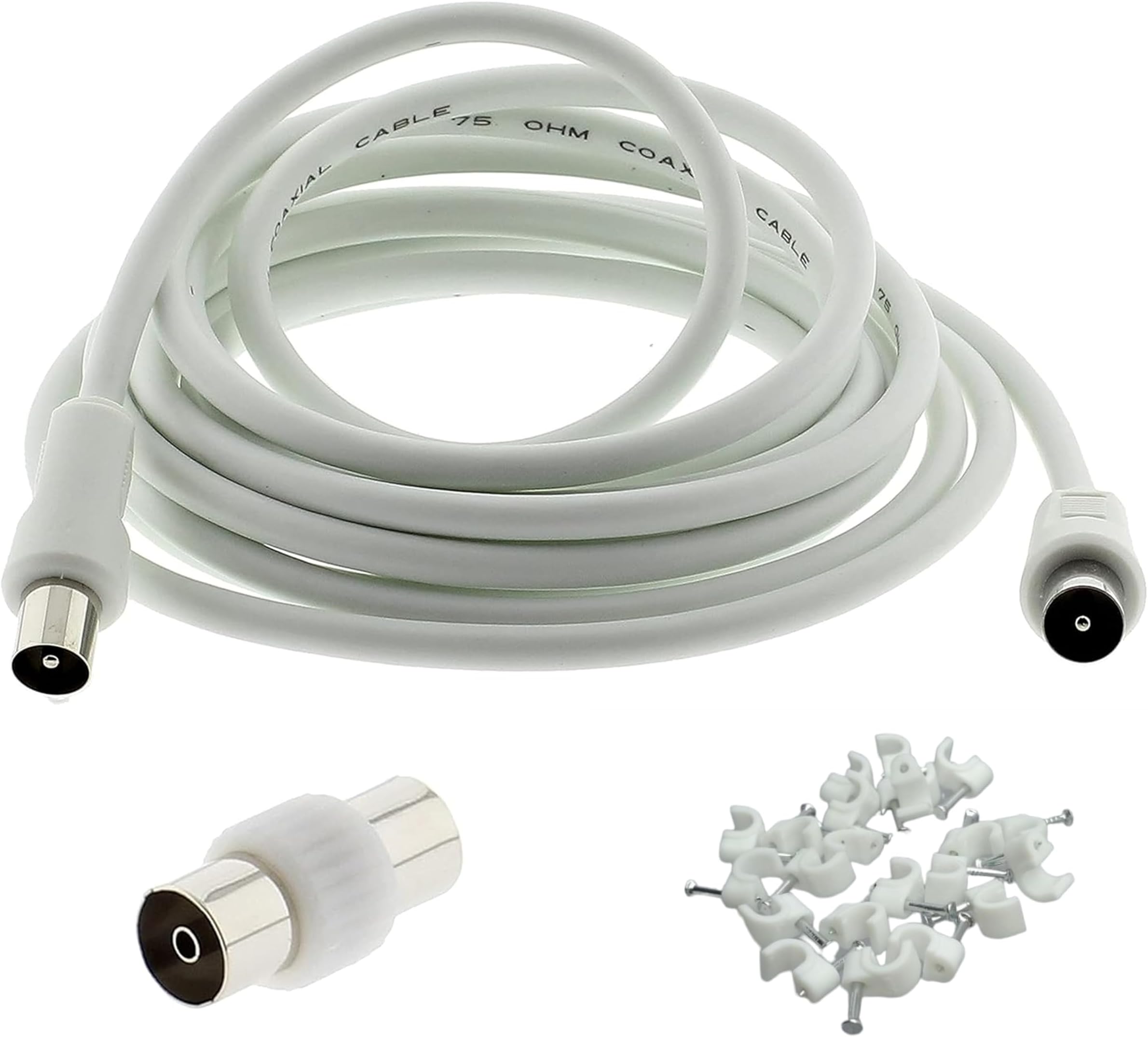 3C2V TV Coaxial Cable 7M - Nickel Plated RF Coax Extension Lead for ...