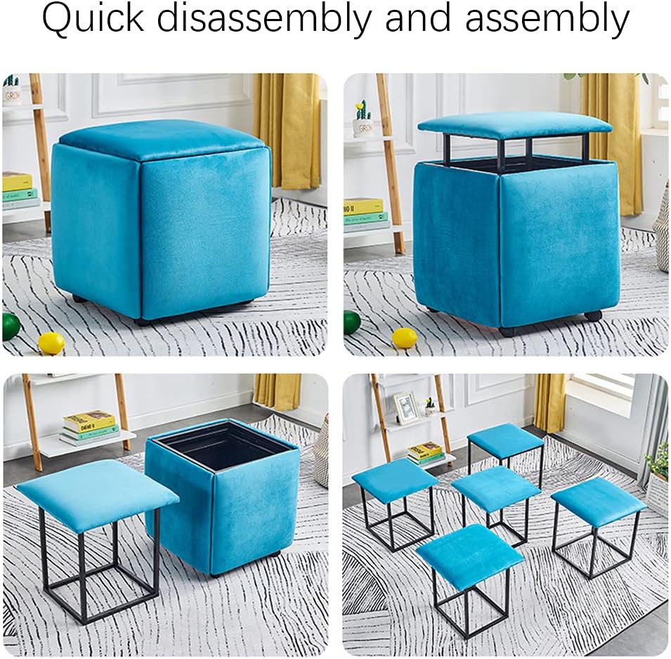 Cubo de asiento 5 en 1 con ruedas giratorias, apilable para sofá, silla ...