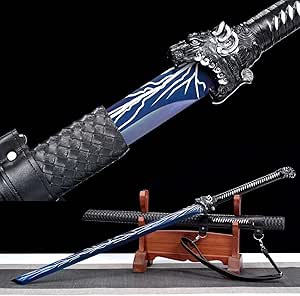 Amazon.com : HERO SWORD Blue Lightning Sword,Battle Ready Chinese Sword ...