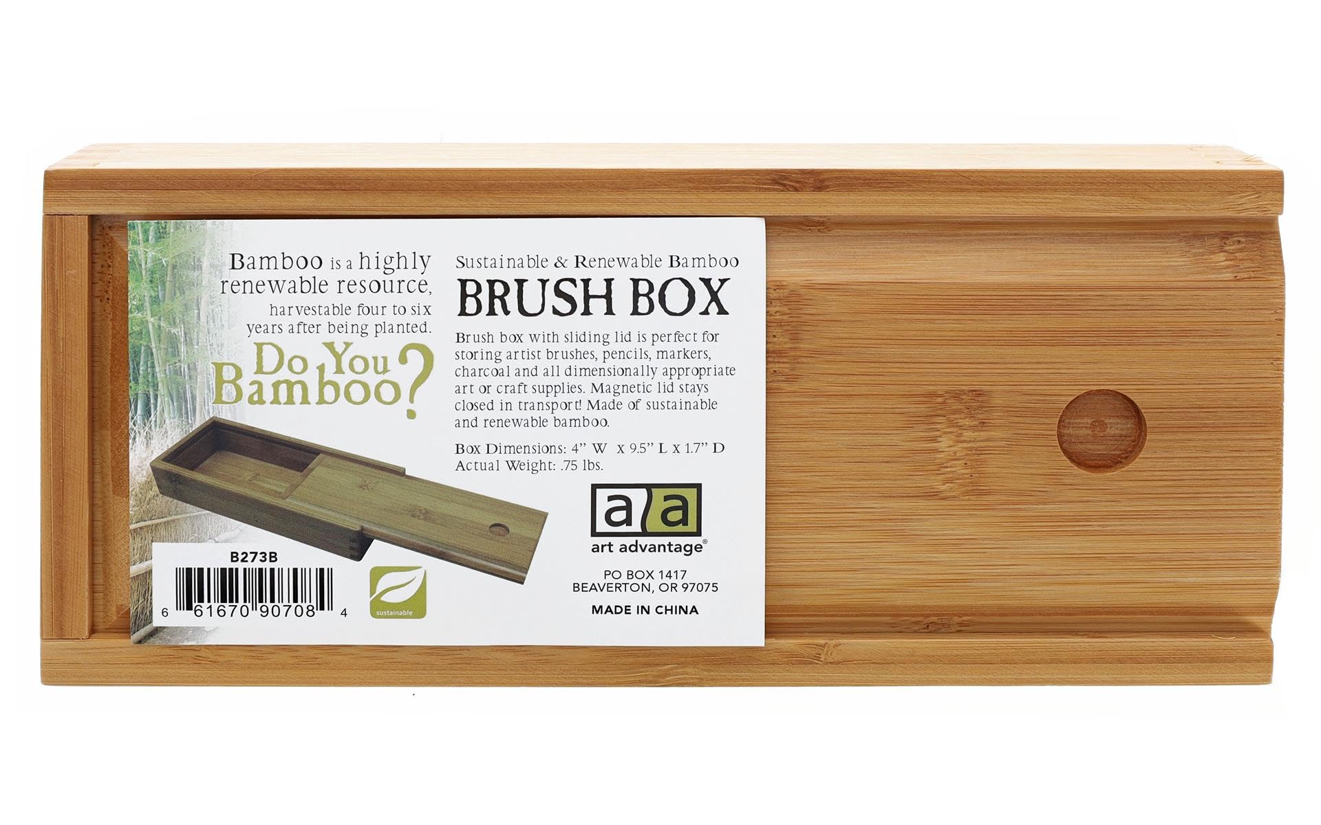 Amazon.com: Art Advantage Brush Box Bamboo 9.88x1.88x4.38