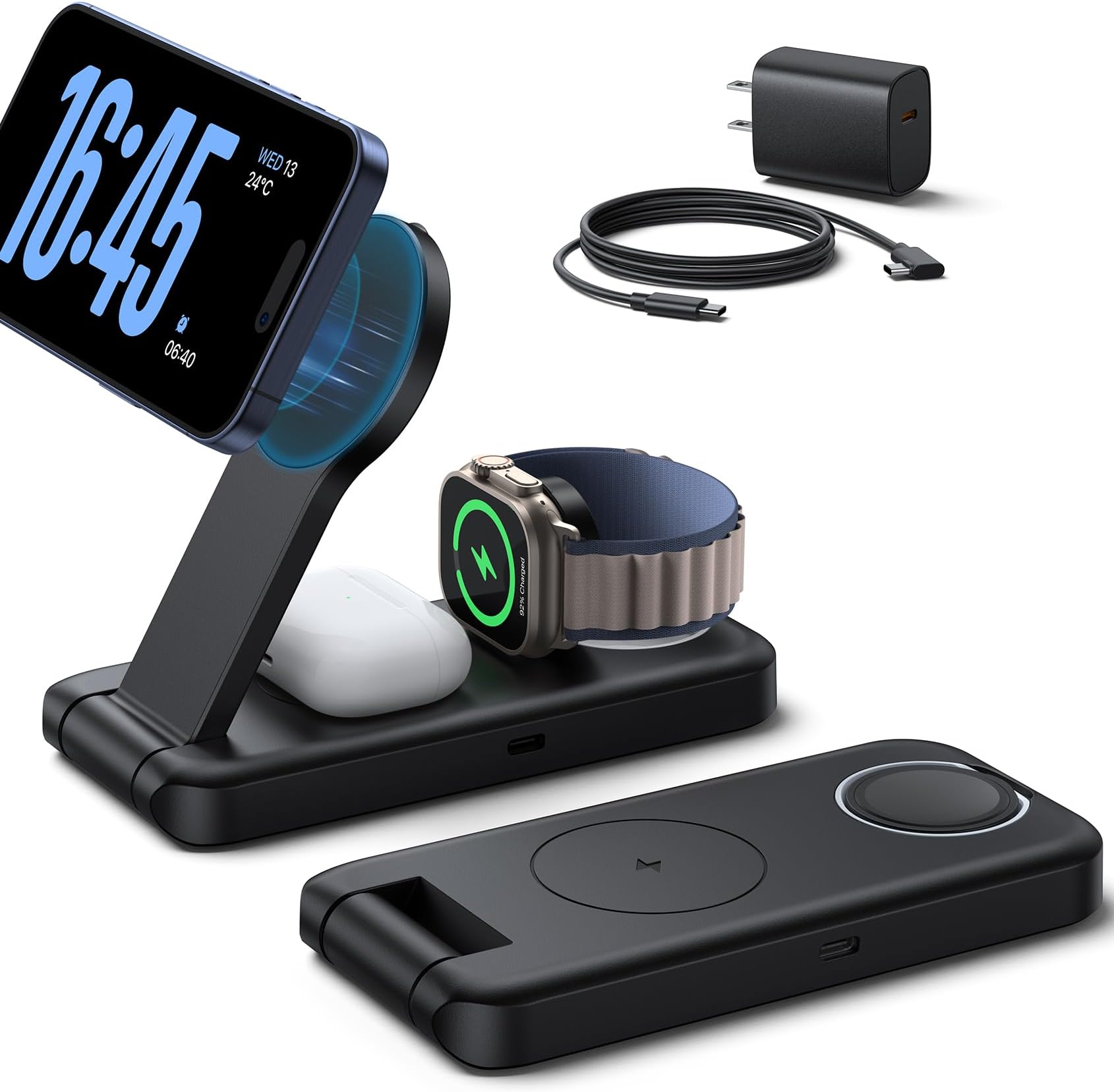 Amazon.com: ESR 3 in 1 Charger for Magsafe, Travel Charger Stand for ...