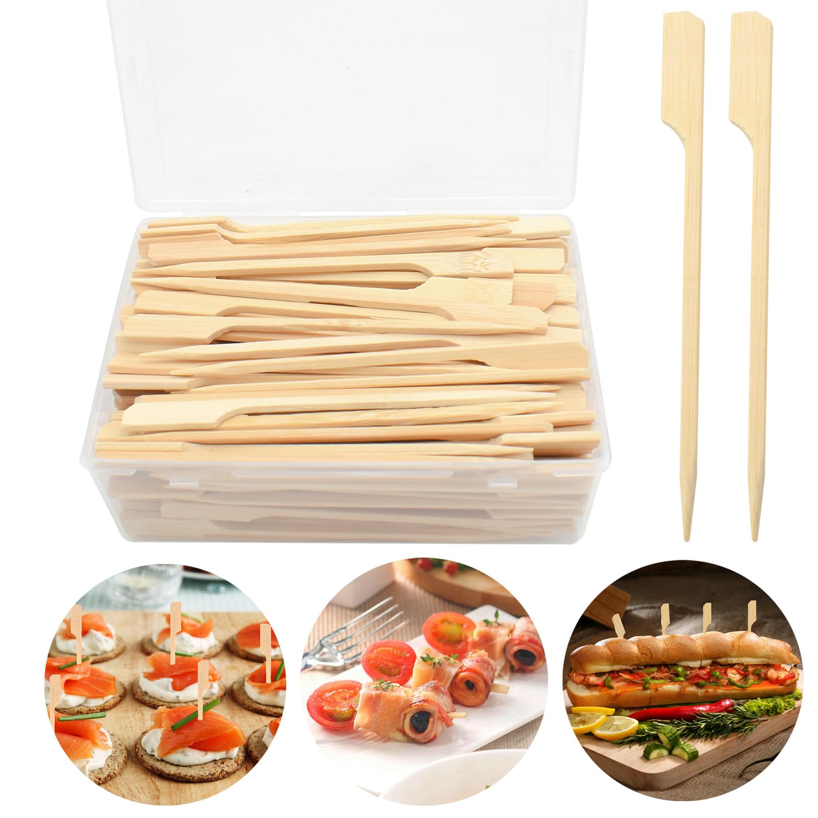 Amazon.com: PEOUWNES 200 Pcs Bamboo Skewers for Appetizers, 4.7 Inch ...
