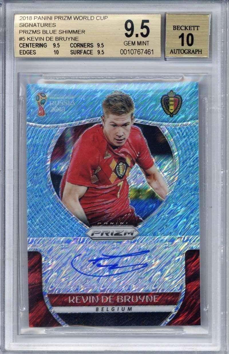 Kevin De Bruyne Signed Auto 2018 Panini WC Blue Shimmer Card Beckett ...