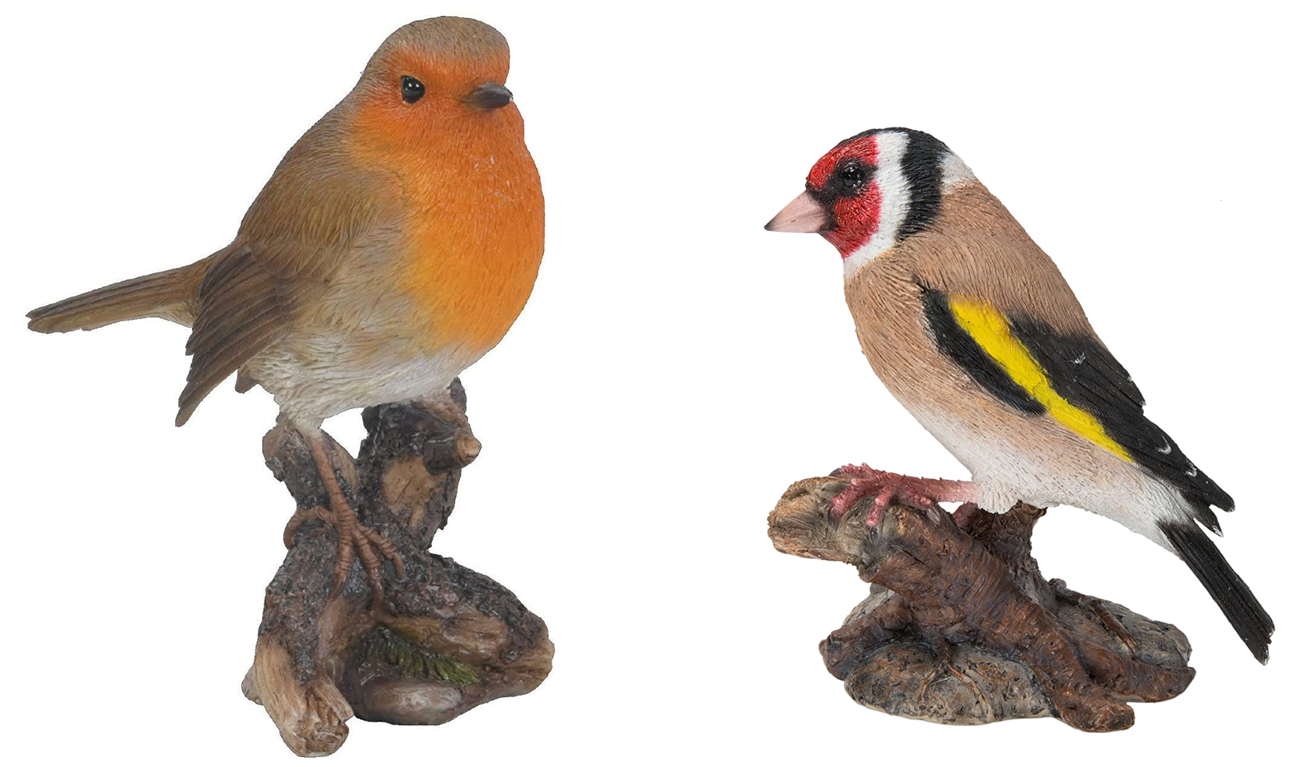 Vivid Arts - British Birds Life Like Robin & Goldfinch Garden Ornaments ...