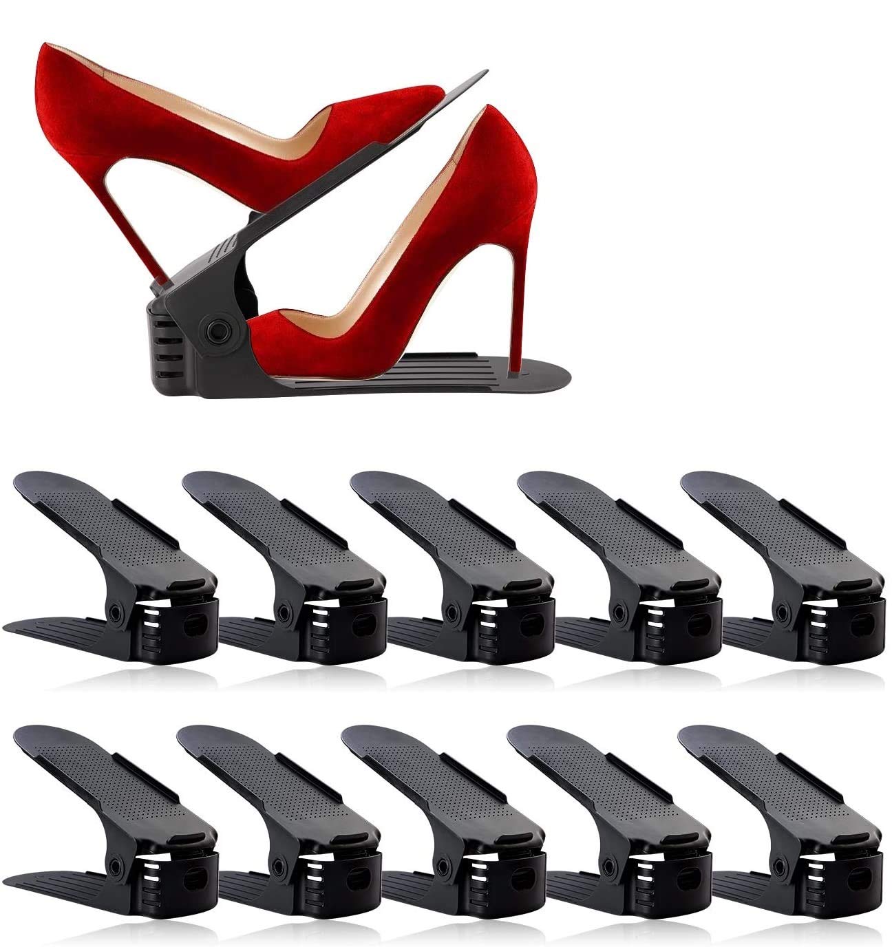 Hojo Organizer Adjustable Shoe Stacker Space Saver Double Deck Footwear ...