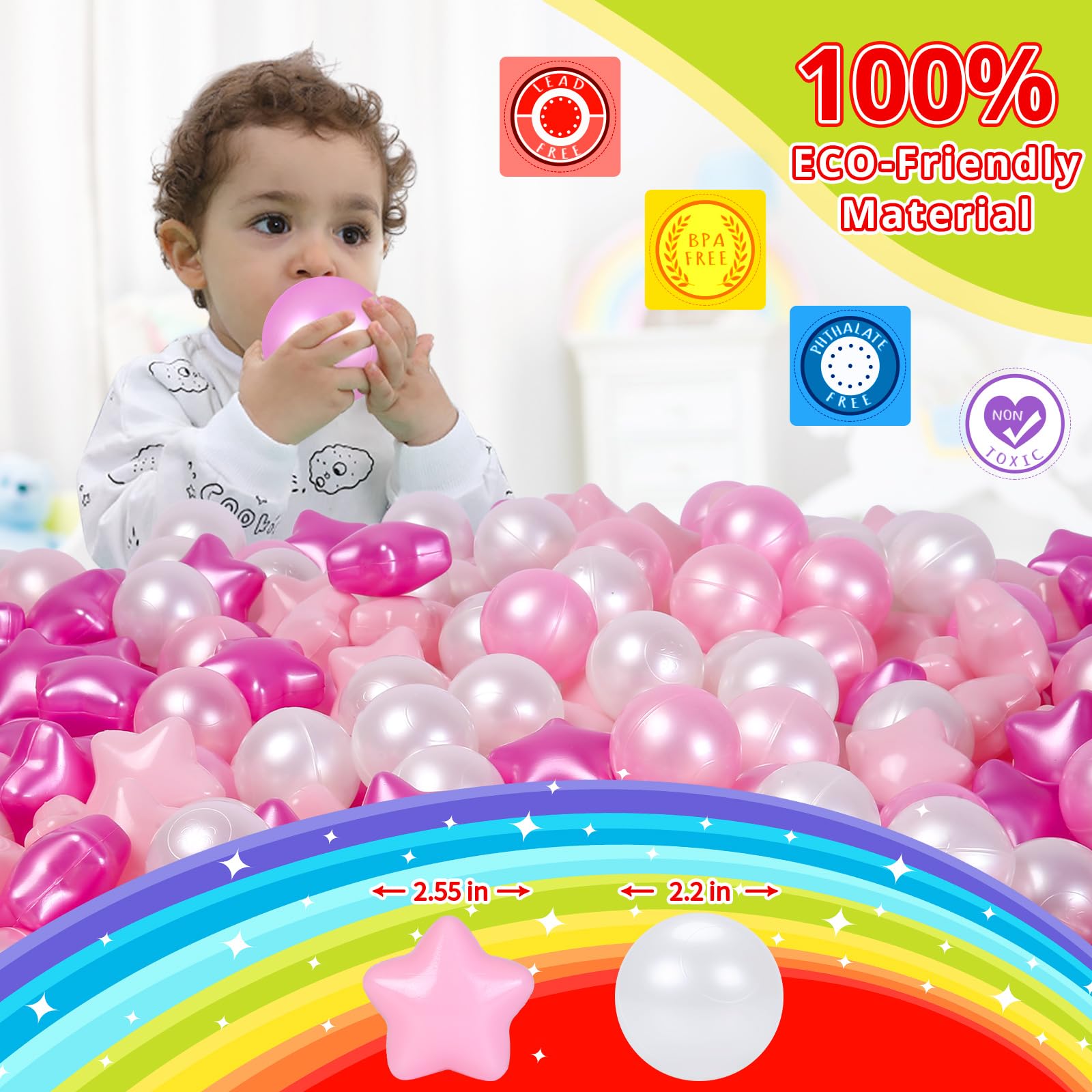 Snapklik.com : Star Ball Pit Balls For Toddlers -100pcs Phthalate Free ...