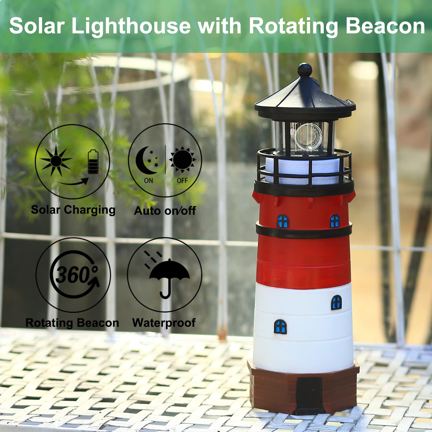 Solar Rotating Beacon Lights Lawn Lighthouse Solar Beacons