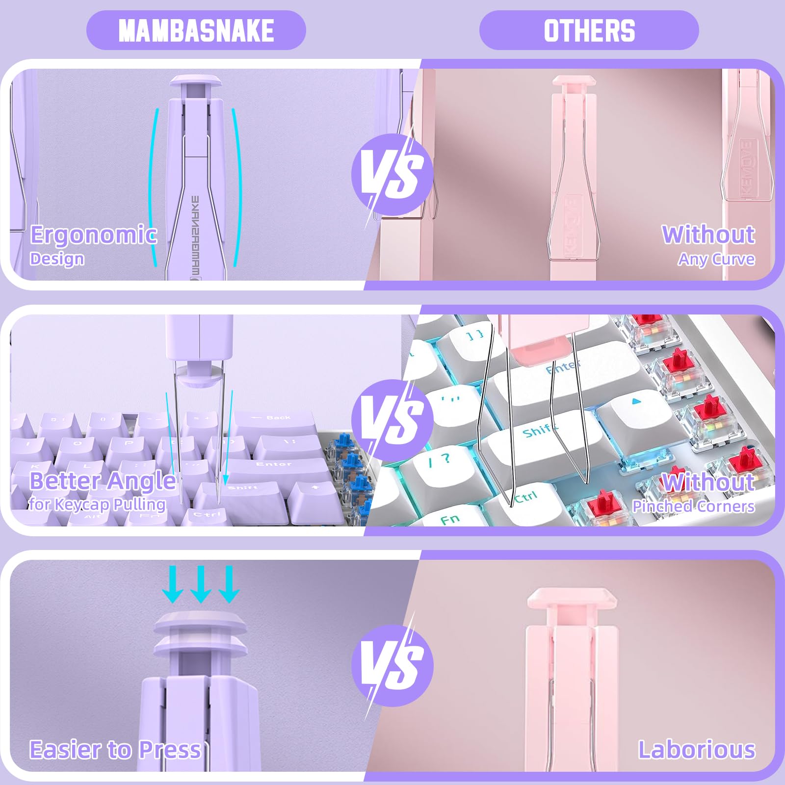 Snapklik.com : MAMBASNAKE 2-in-1 Keycap Switch Puller, 304 Stainless ...