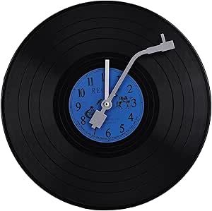 Amazon.com: UANYEMON Musical Black Vinyl Record Wall Clock Battery ...