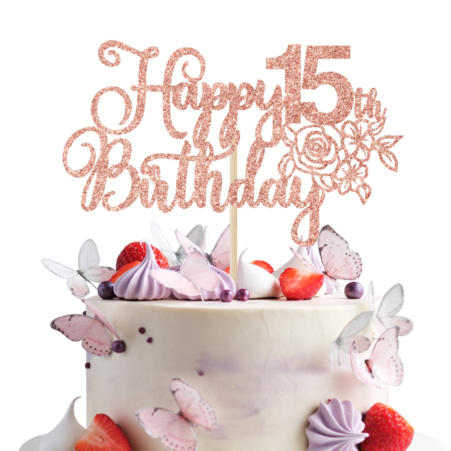 Amazon.com: Happy 15th Birthday Cake Topper, Cheers to 15 Years ...