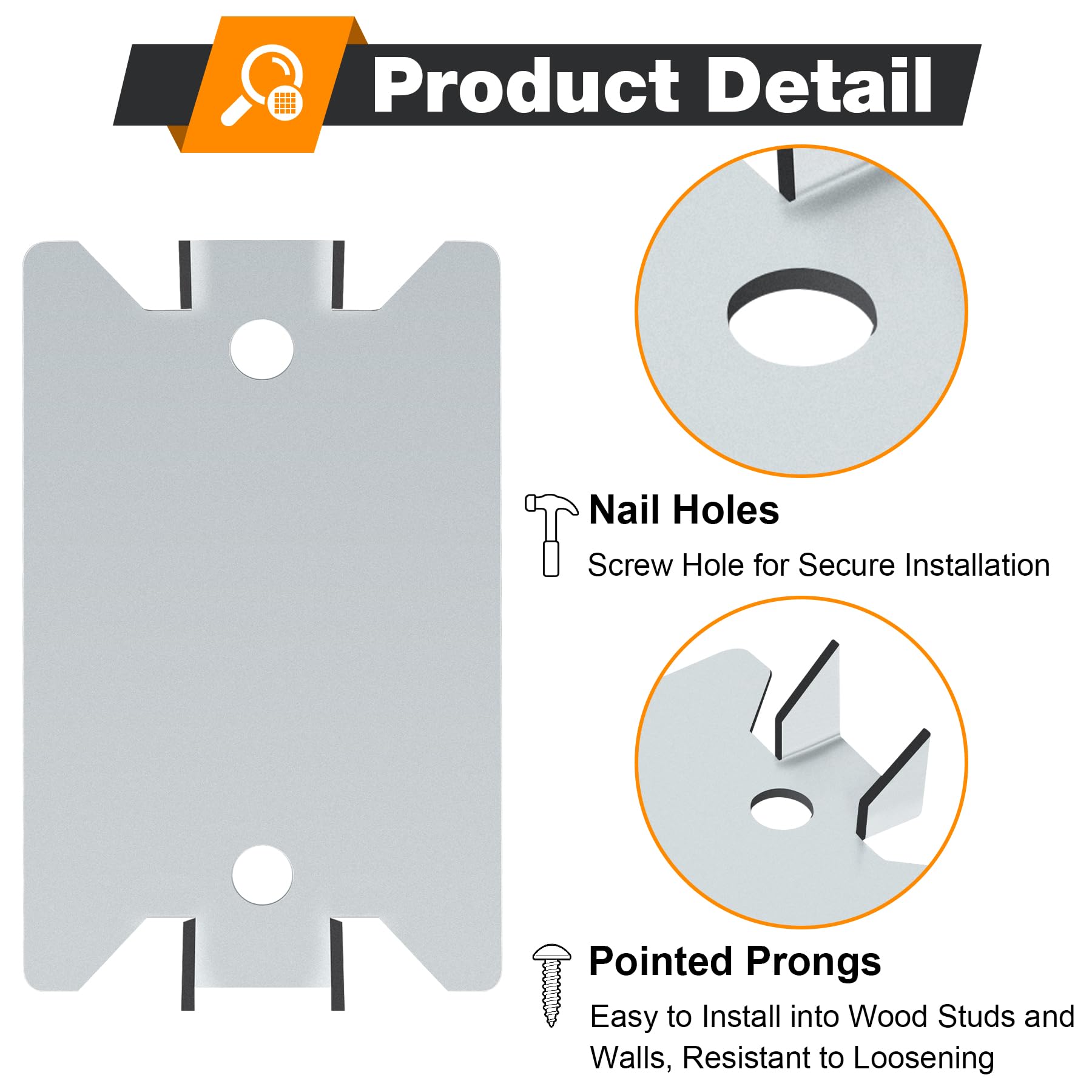 Stud Nail Plates 50Pack Nail Plate For Wood Studs, Cable Wire Protector ...
