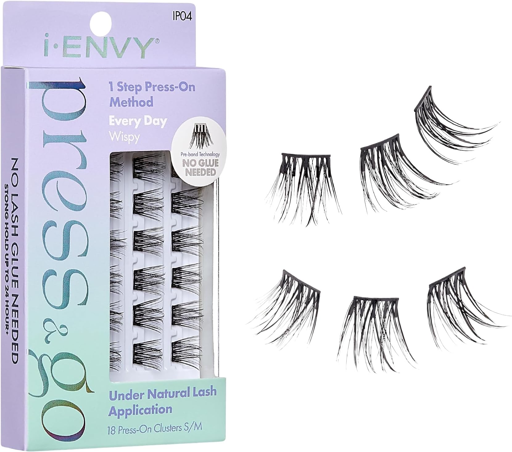Amazon.com: i-ENVY Press&Go Self Adhesive Eyelashes and Applicator Kit ...