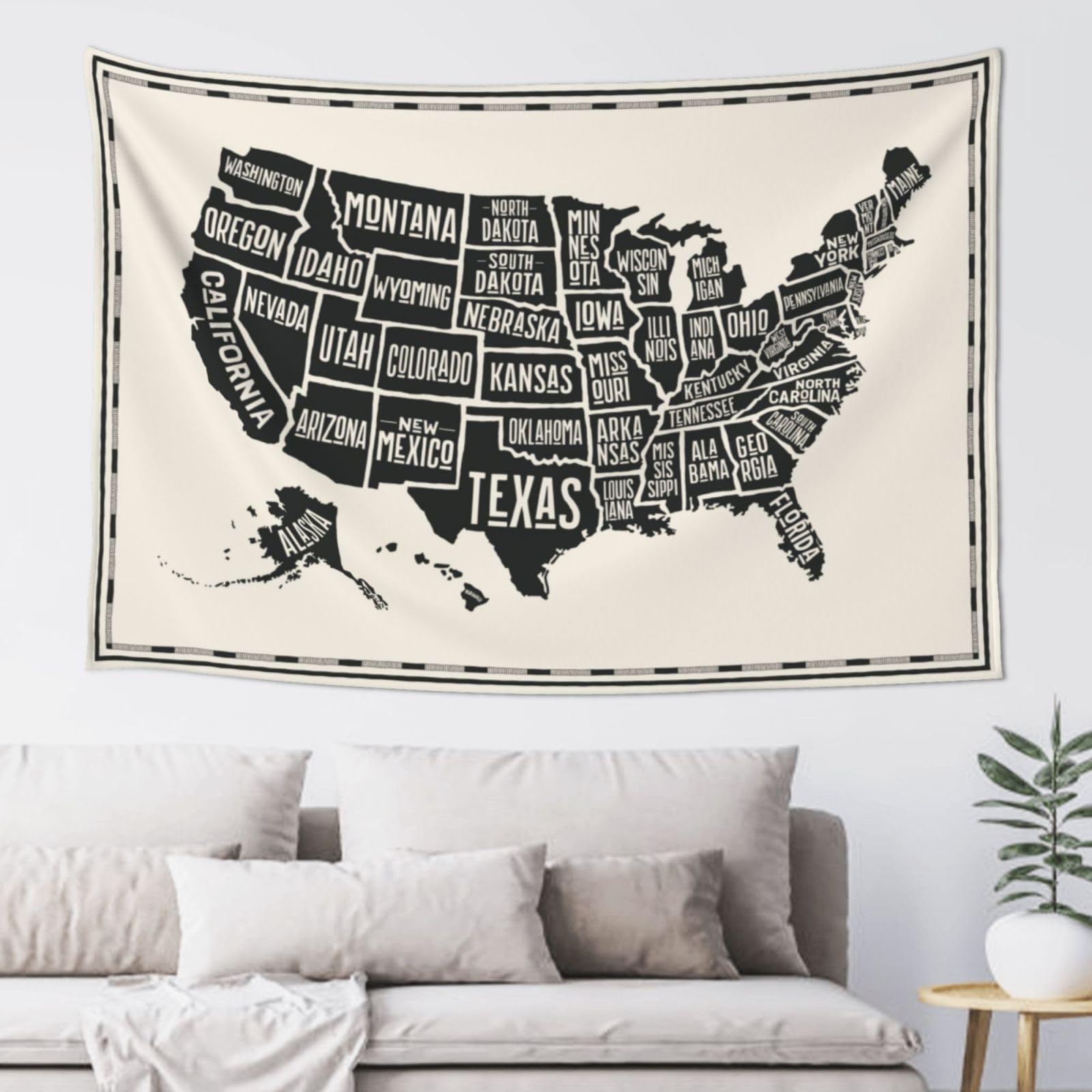 Amazon.com: Mutakin Us Map Tapestry Wall Hanging Aesthetic For Bedroom ...