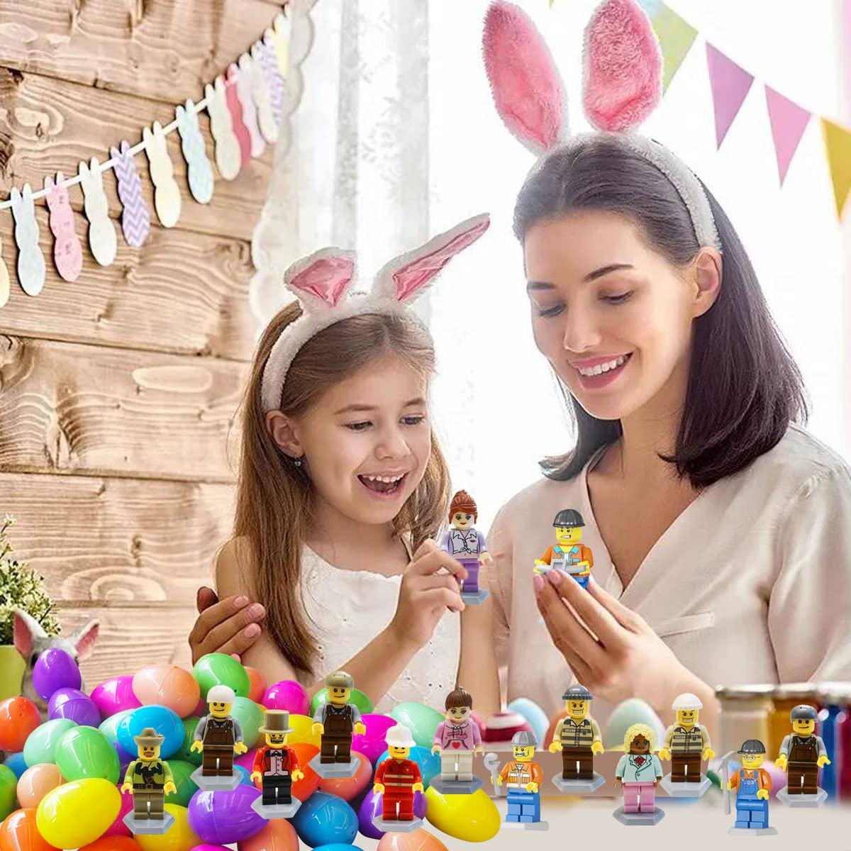 50 Pcs Prefilled Easter Eggs with Miniature Novelty Toys, Mini Male and ...