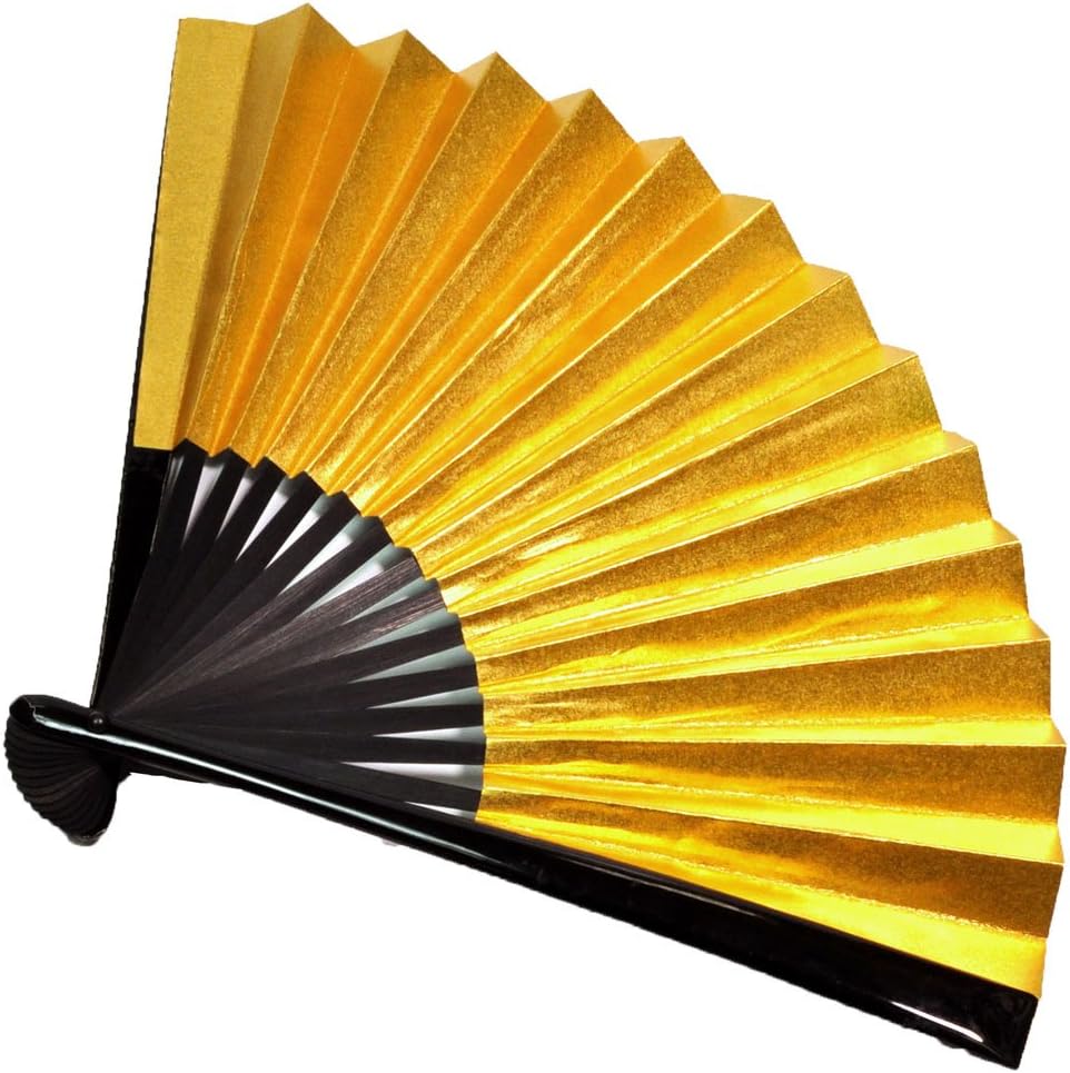 Amazon.com: Hitotoki Japanese Handheld Folding Fan Sensu Gold Silver ...