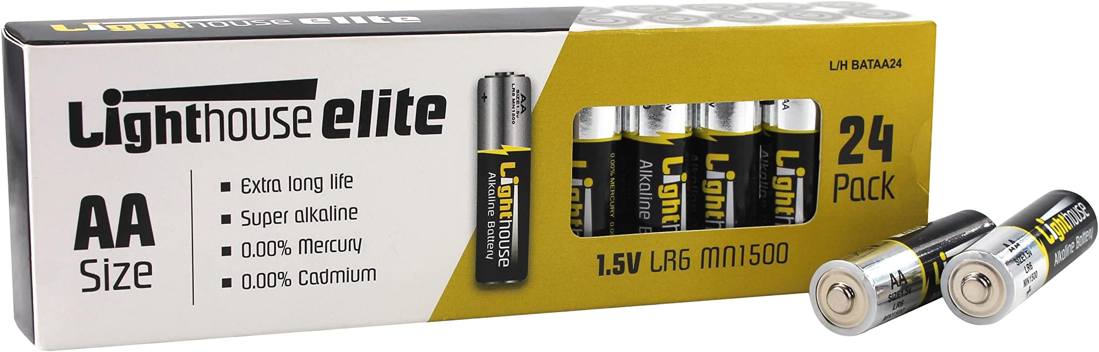 Lighthouse Torches L/HBATAA24 AA Alkaline Batteries 24 Pack : Amazon.co ...
