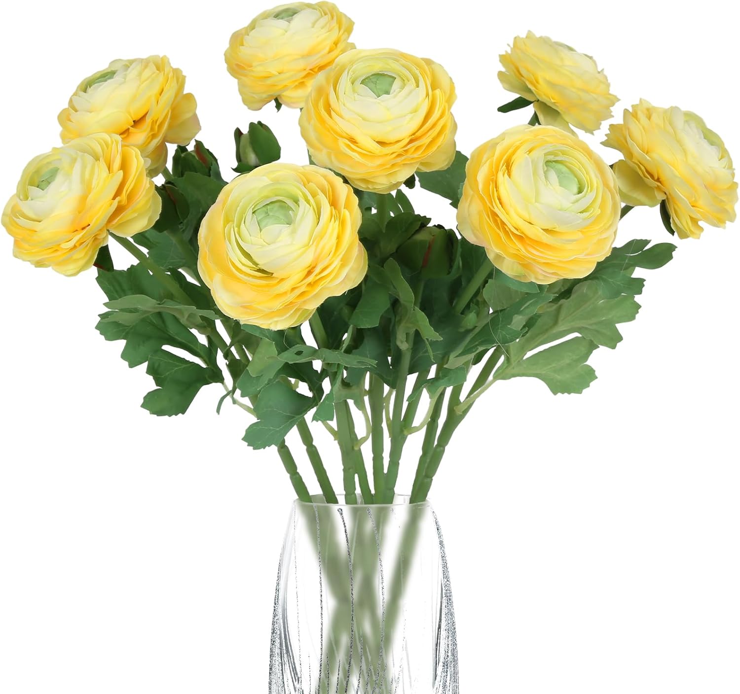 Amazon.com: IPOPU Yellow Ranunculus Artificial Flowers Silk Ranunculus ...