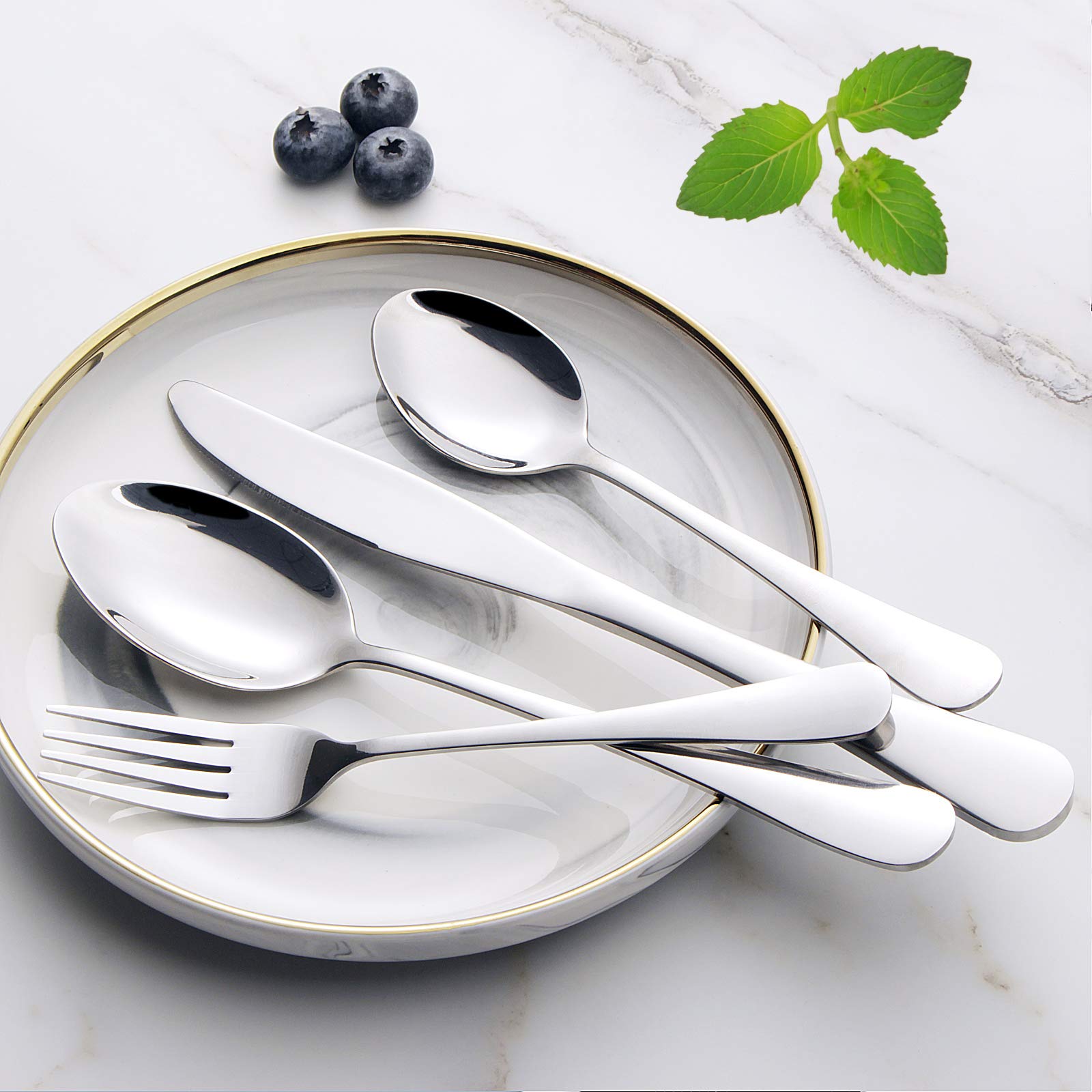 Snapklik.com : 40-Piece Silverware Set, Stainless Steel Flatware Set Service For 8, Include ...