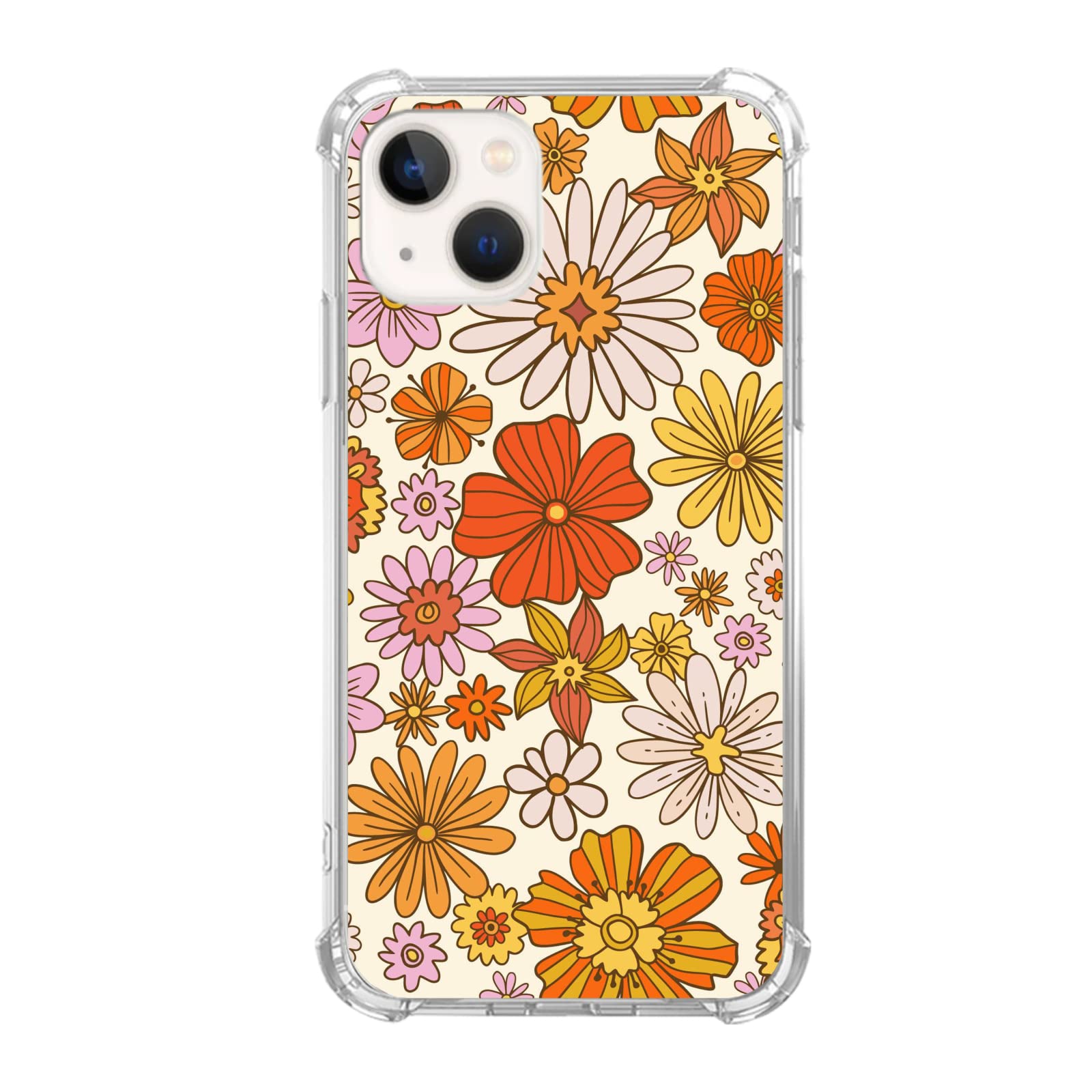 Amazon.com: Dohakemuny Vintage 70s Groovy Flowers Case Compatible with iPhone 13, Aesthetic ...