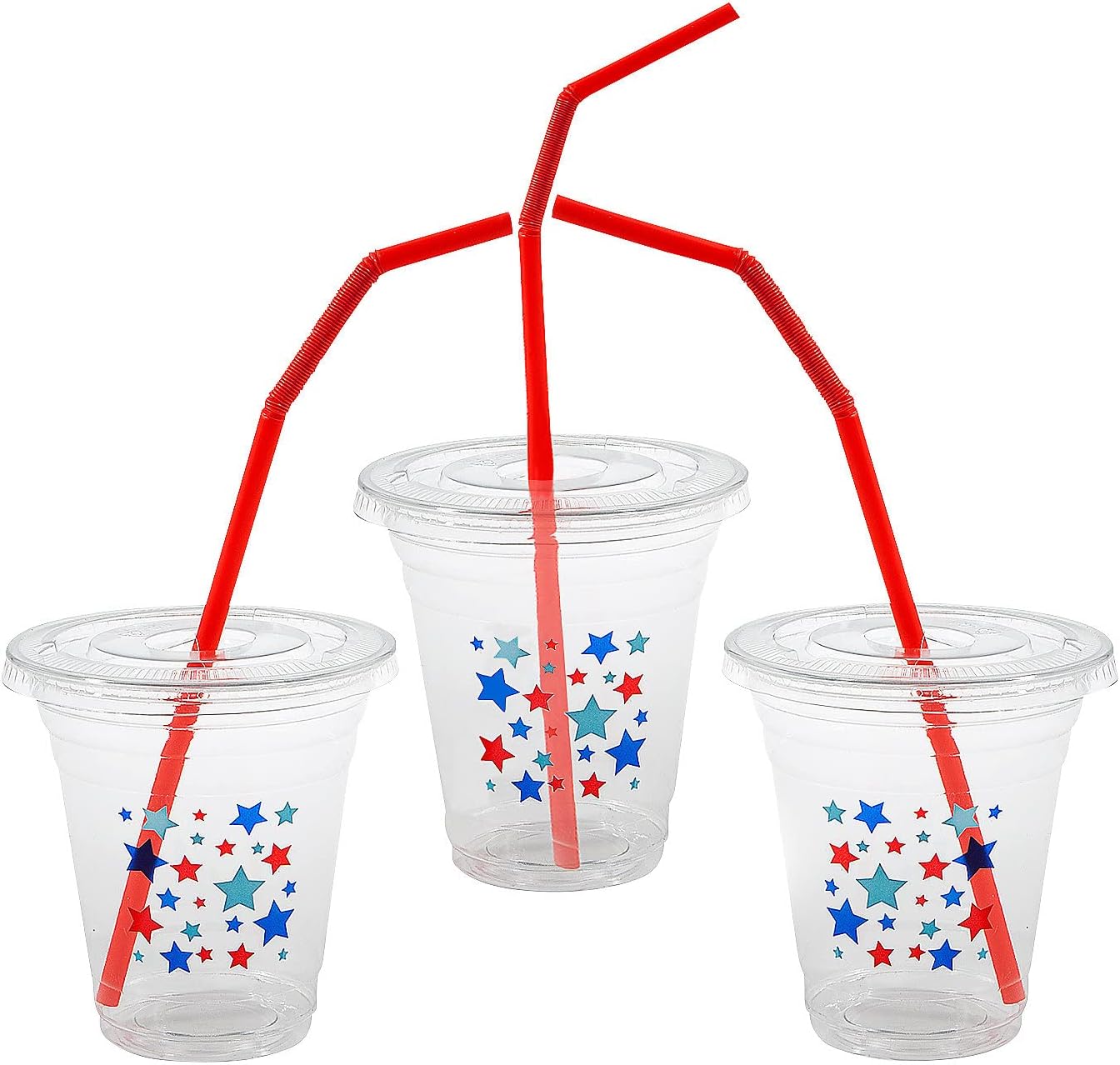 Amazon.com: Fun Express Clear Patriotic Plastic Cups with Lids & Straws ...