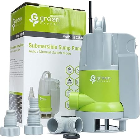 Green Expert 1/4HP Portable Utility Pump High Flow 2000GPH with Built ...