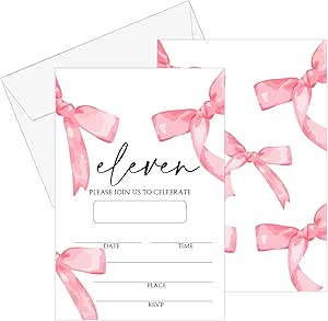 Amazon.com : YQV 11th Birthday Party Invitations, 20-Count Pink Fancy ...