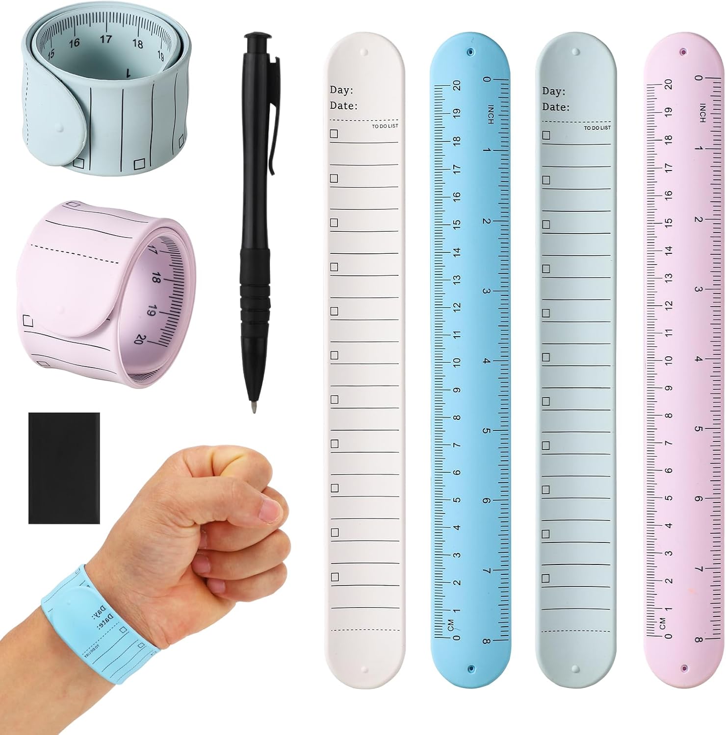 lasuroa 4pcs Wrist Notepad, 9.37x1.18x0.1in Silicone Notes Memo ...