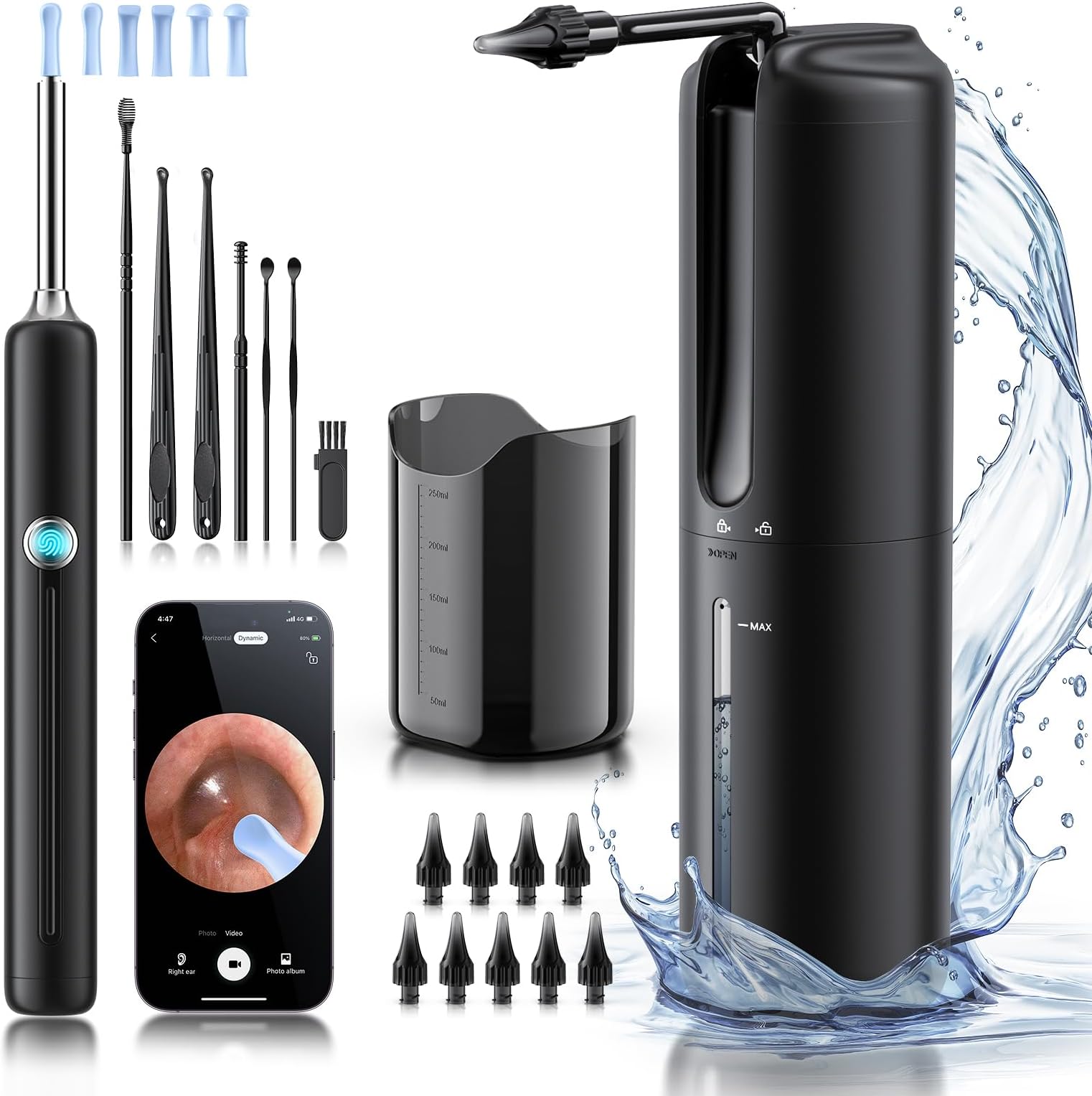 Amazon.com: Electric Ear Wax Removal System, Water Powered Ear Cleaning Tool with Irrigation ...