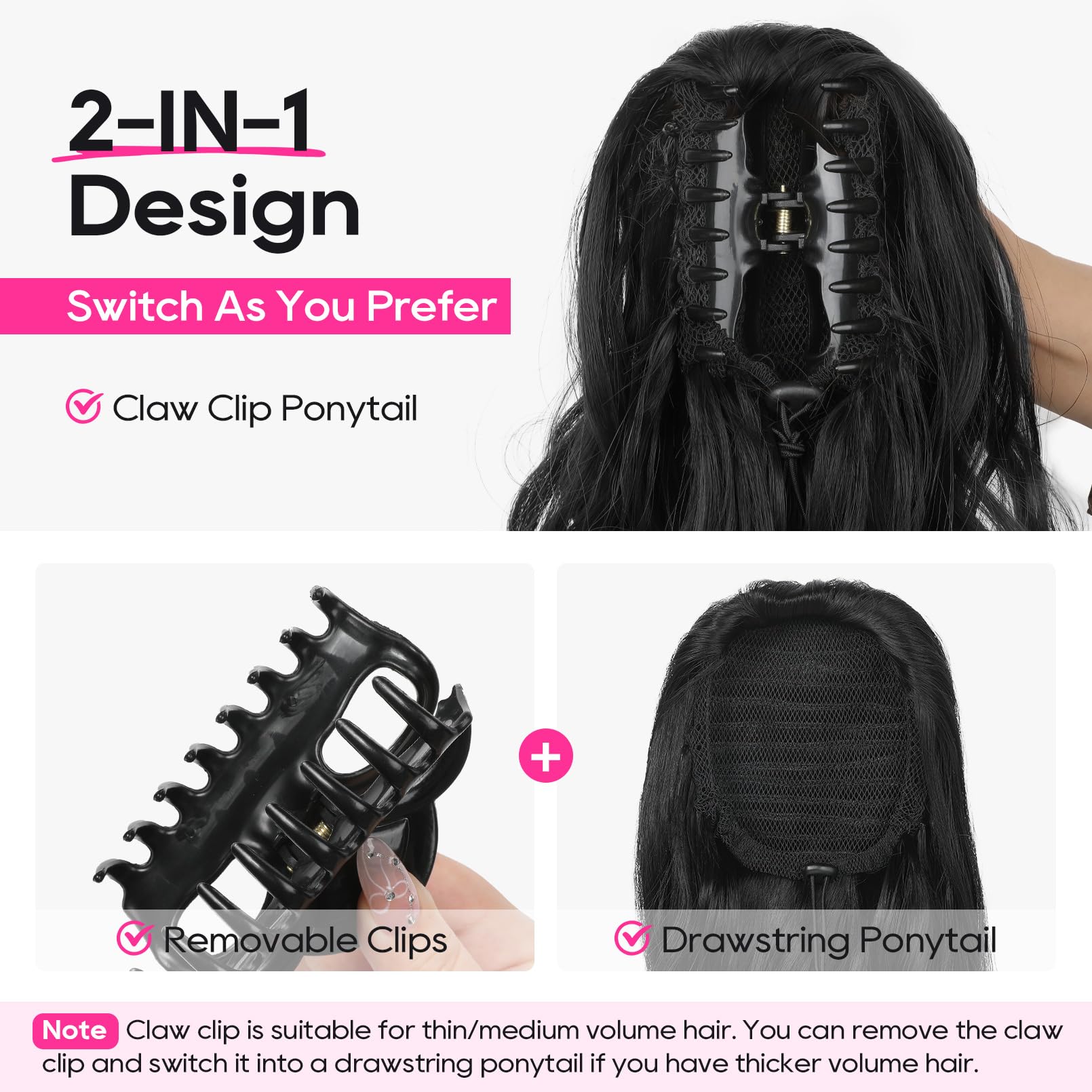 Snapklik.com : Ponytail Extension, 12" Claw Clip Ponytail Extension ...