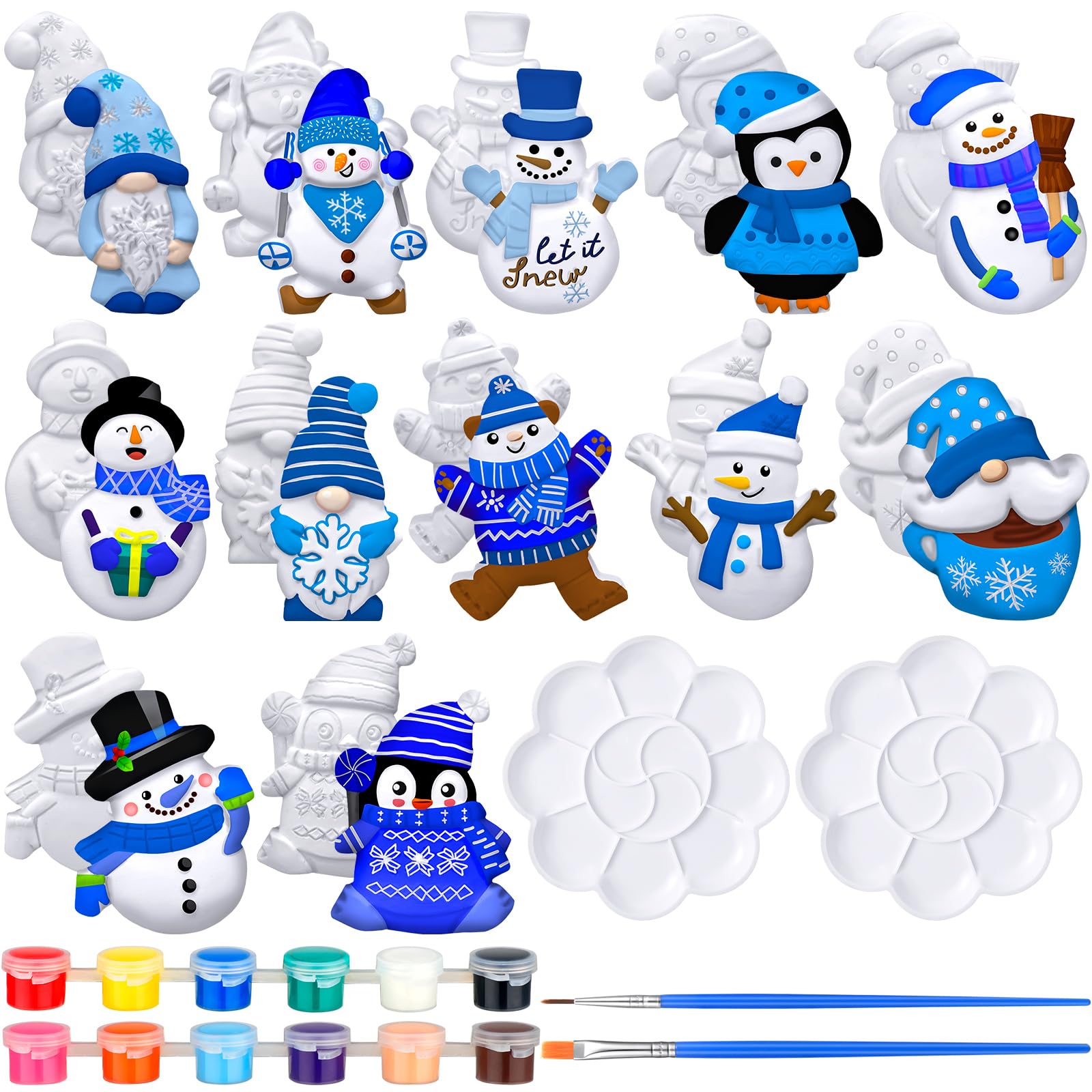 Amazon.com: Seenelling 12 Sets Winter Ceramics to Paint Ready to Paint ...