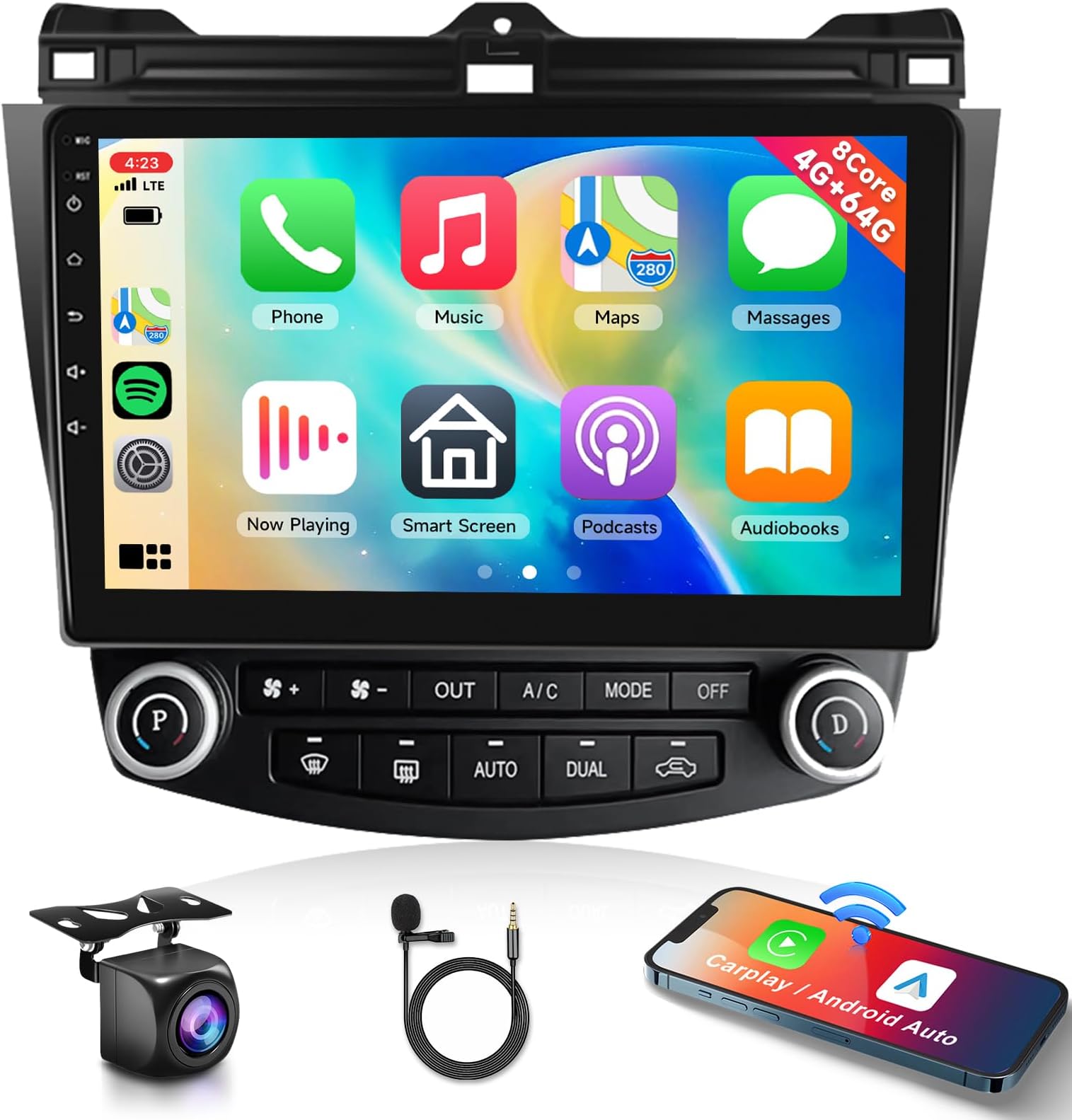 Amazon.com: 8Core 4+64G Car Stereo for Honda Accord 2013-2016 with ...