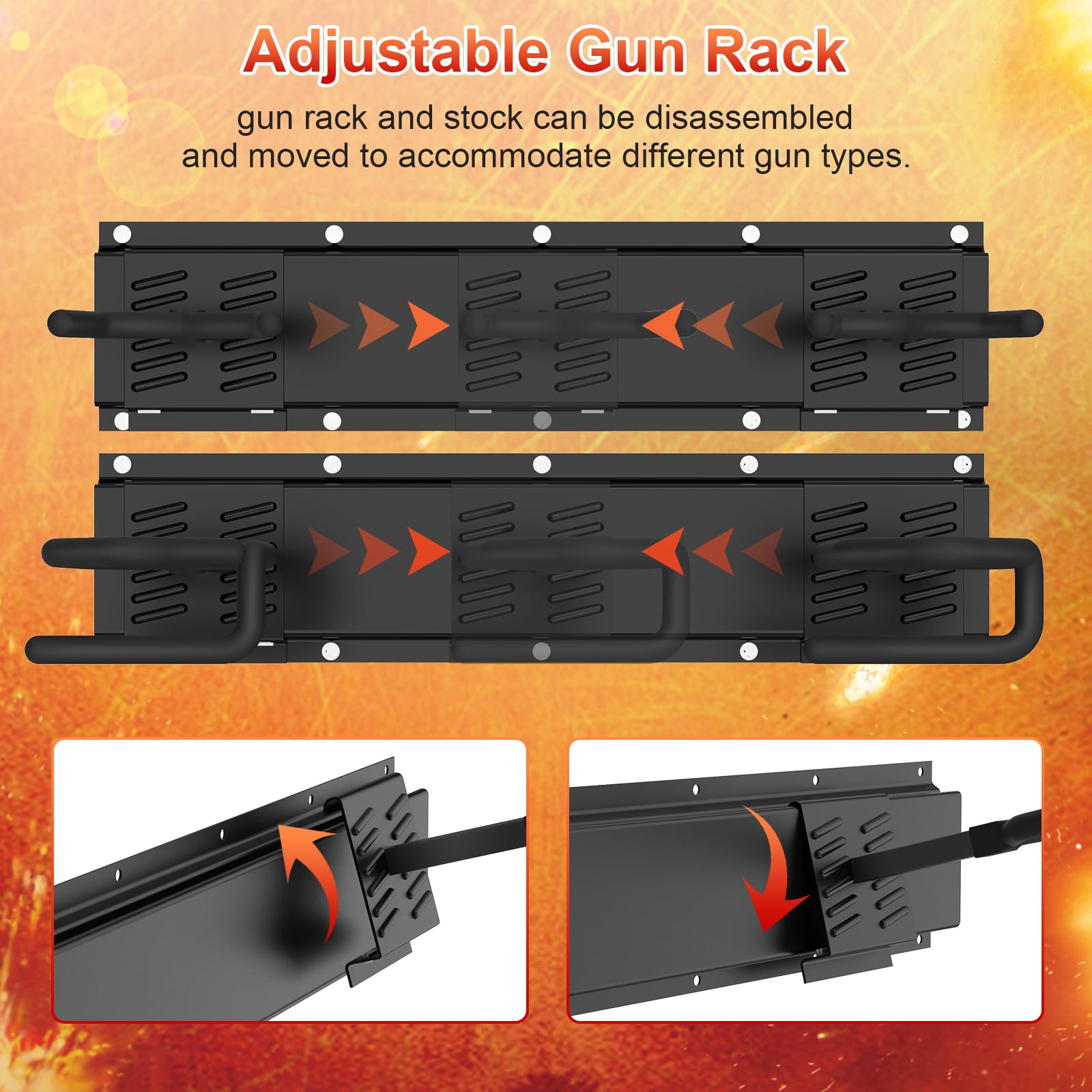 Snapklik.com : JBBTOOL Gun Rack Wall Mount, Adjustable Gun Racks For ...