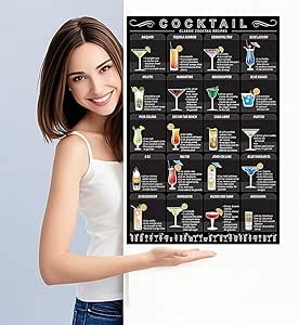 Amazon.com: Bar Sign For Home Bar, 12 X 16 Inches Cocktail Menu Vintage ...