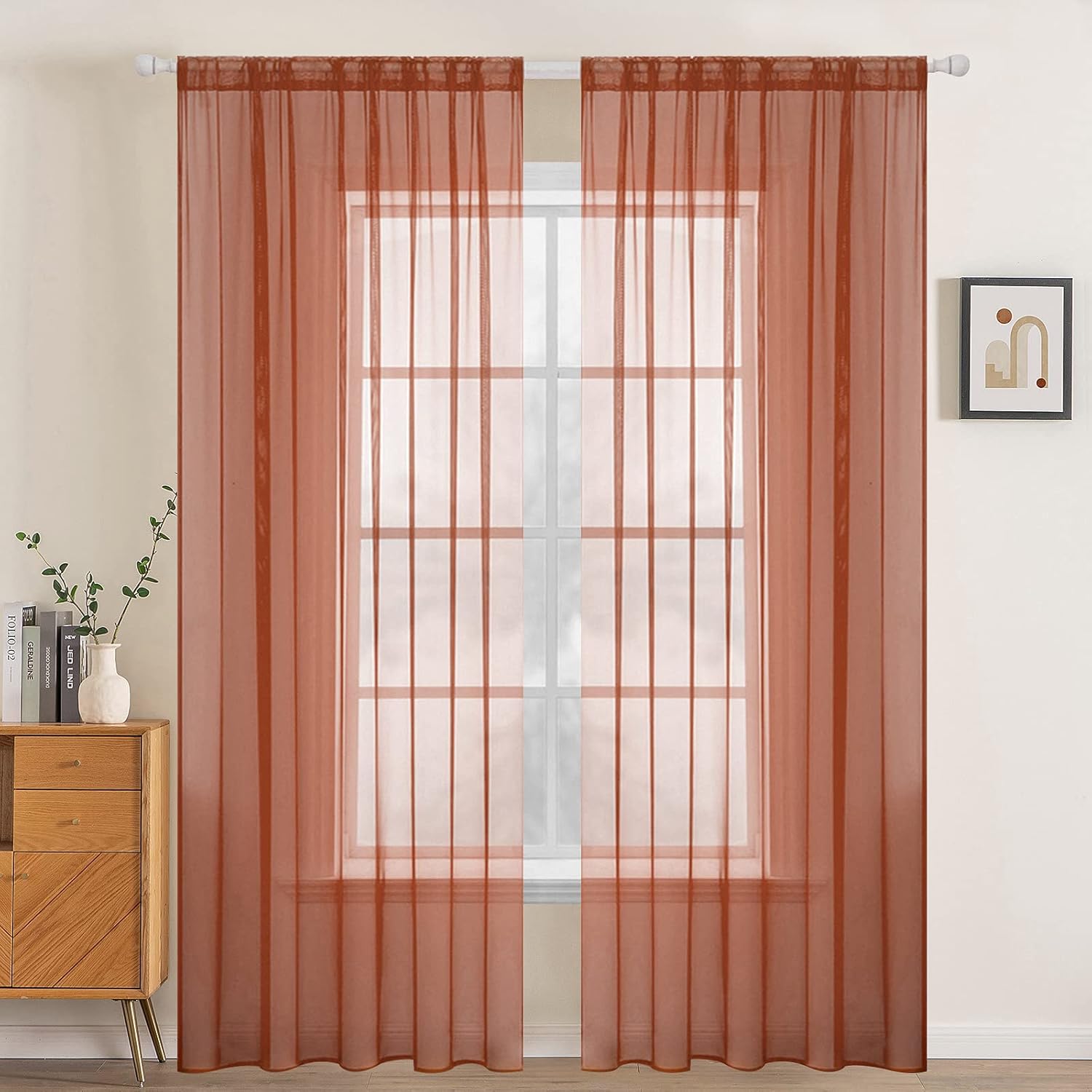 Amazon.com: MIULEE 2 Panels Solid Color Sheer Window Curtains Elegant ...