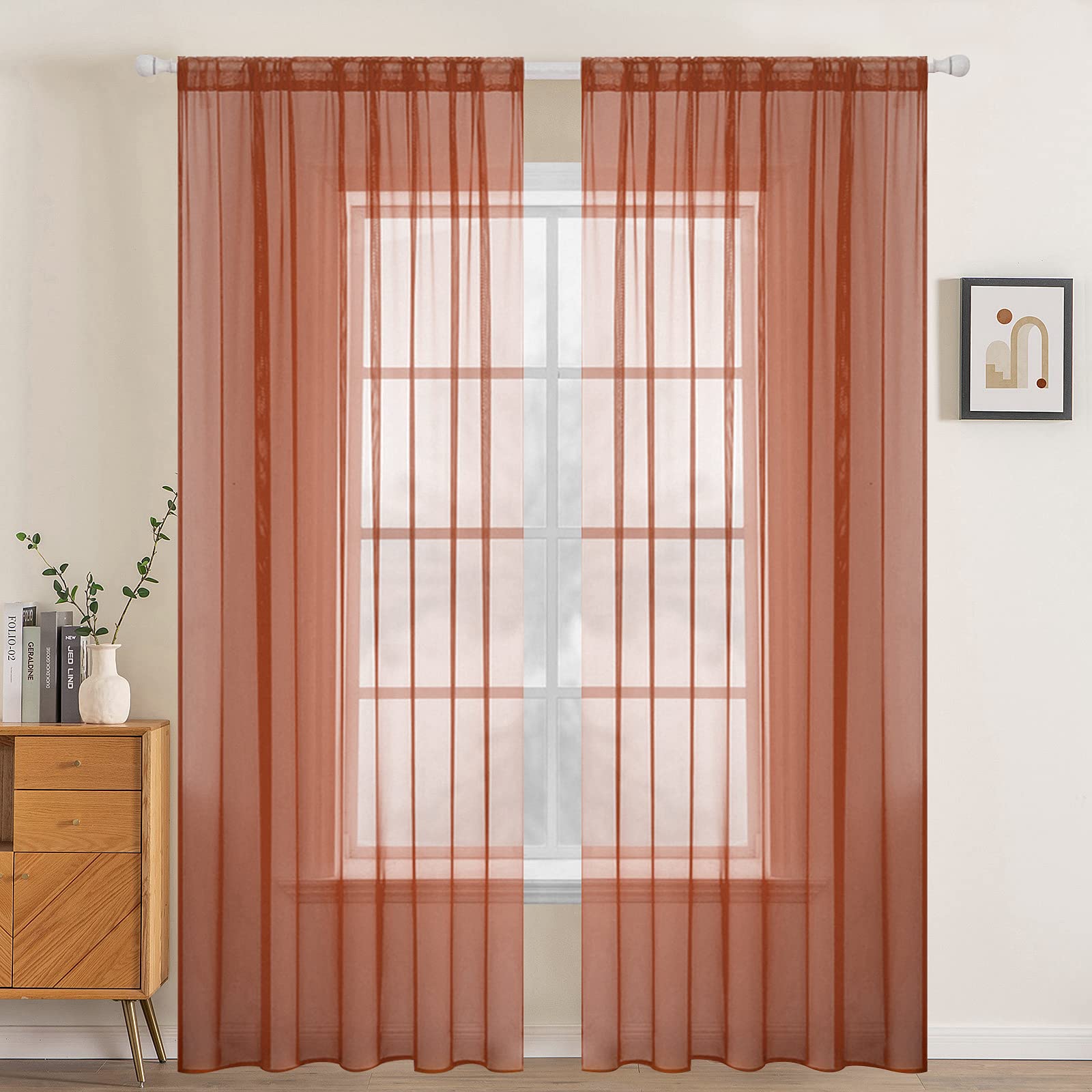 Amazon.com: MIULEE 2 Panels Solid Color Sheer Window Curtains Elegant ...