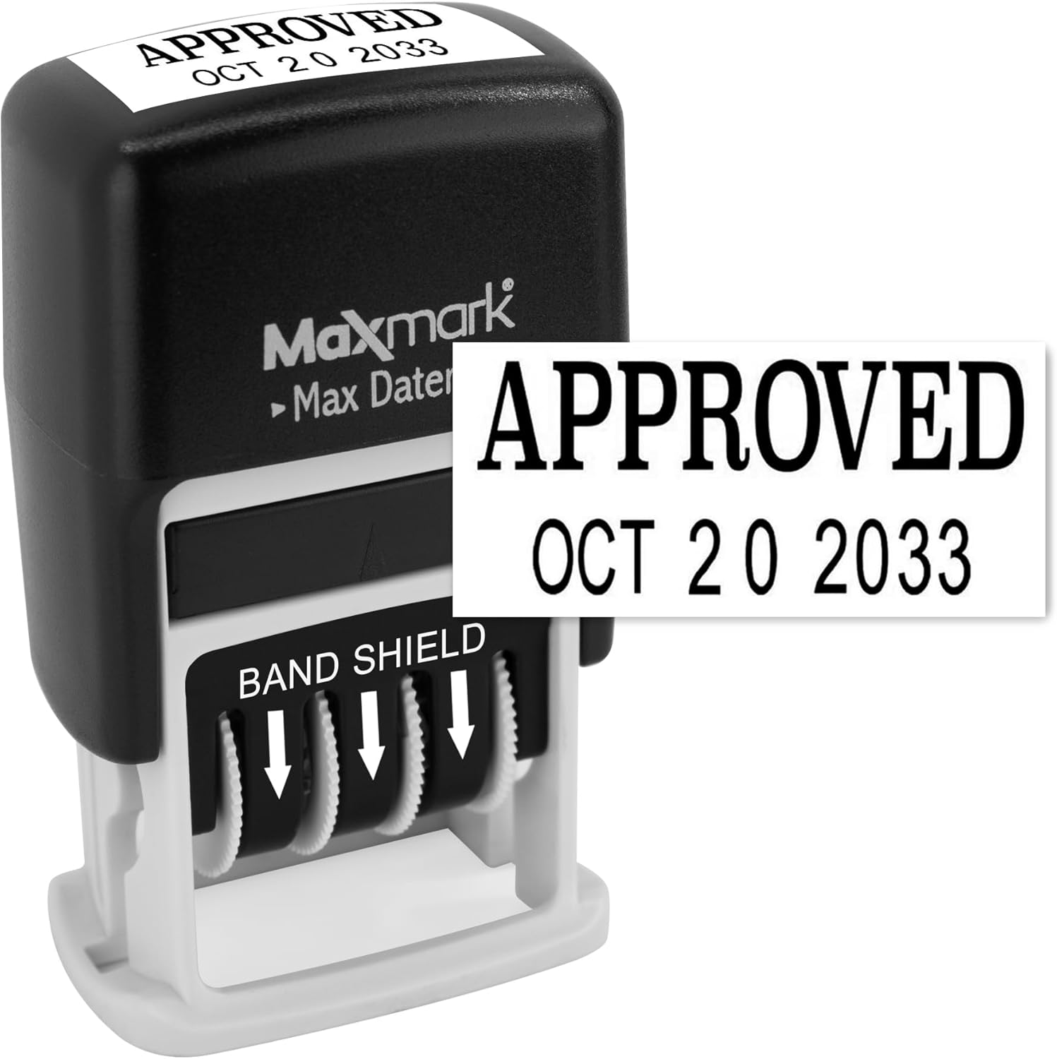 Amazon.com : MaxMark Self-Inking Rubber Date Office Stamp with Approved Phrase & Date - Black ...