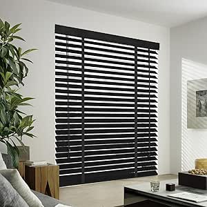Amazon.com: Blinds Solid Wood Venetian Blind 2" Slats Black Shades Cordless Horizontal Blind W20 ...