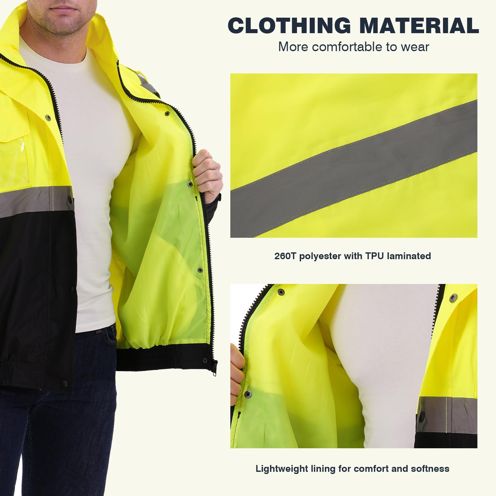 Snapklik.com : Safety Softshell Jacket For Men, High Visibility Rain ...