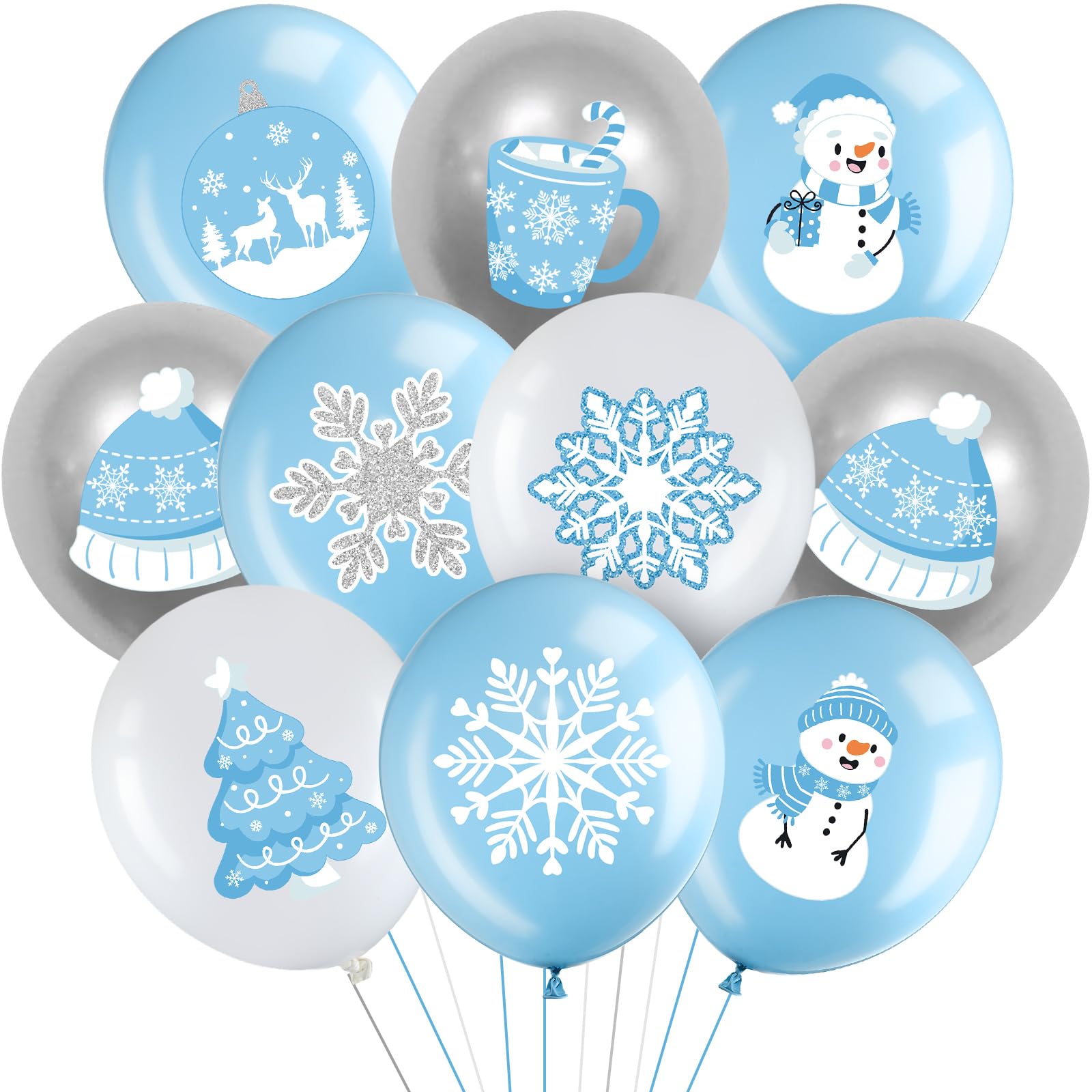 Amazon.com: Censen 45 Pieces Snowflake Balloons, Winter Theme Balloons ...
