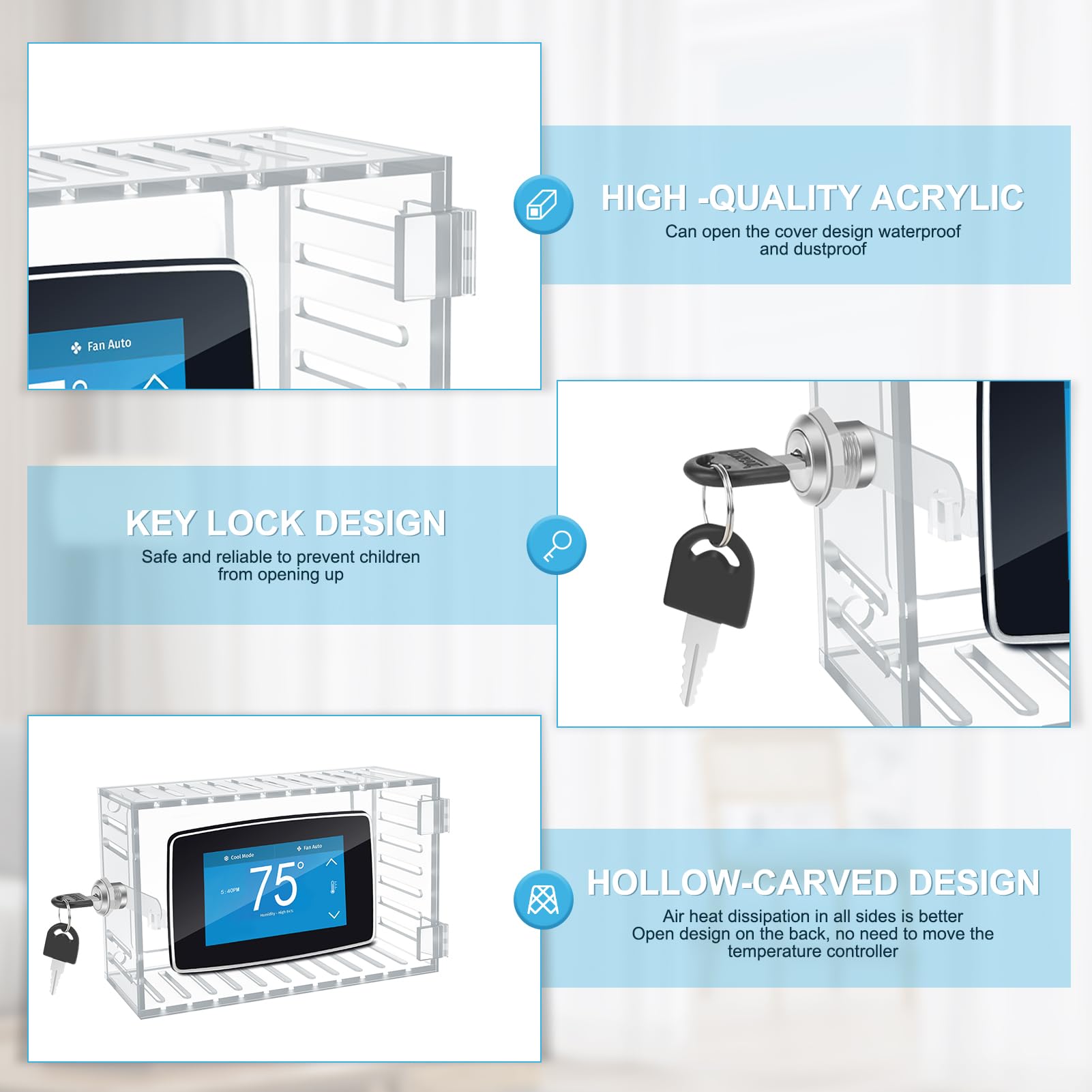 Snapklik.com : 2pc Universal Thermostat Lock Box