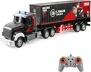 Amazon.com: 9CH Remote Control Semi Truck with Trailer, 1:24 RC Semi ...