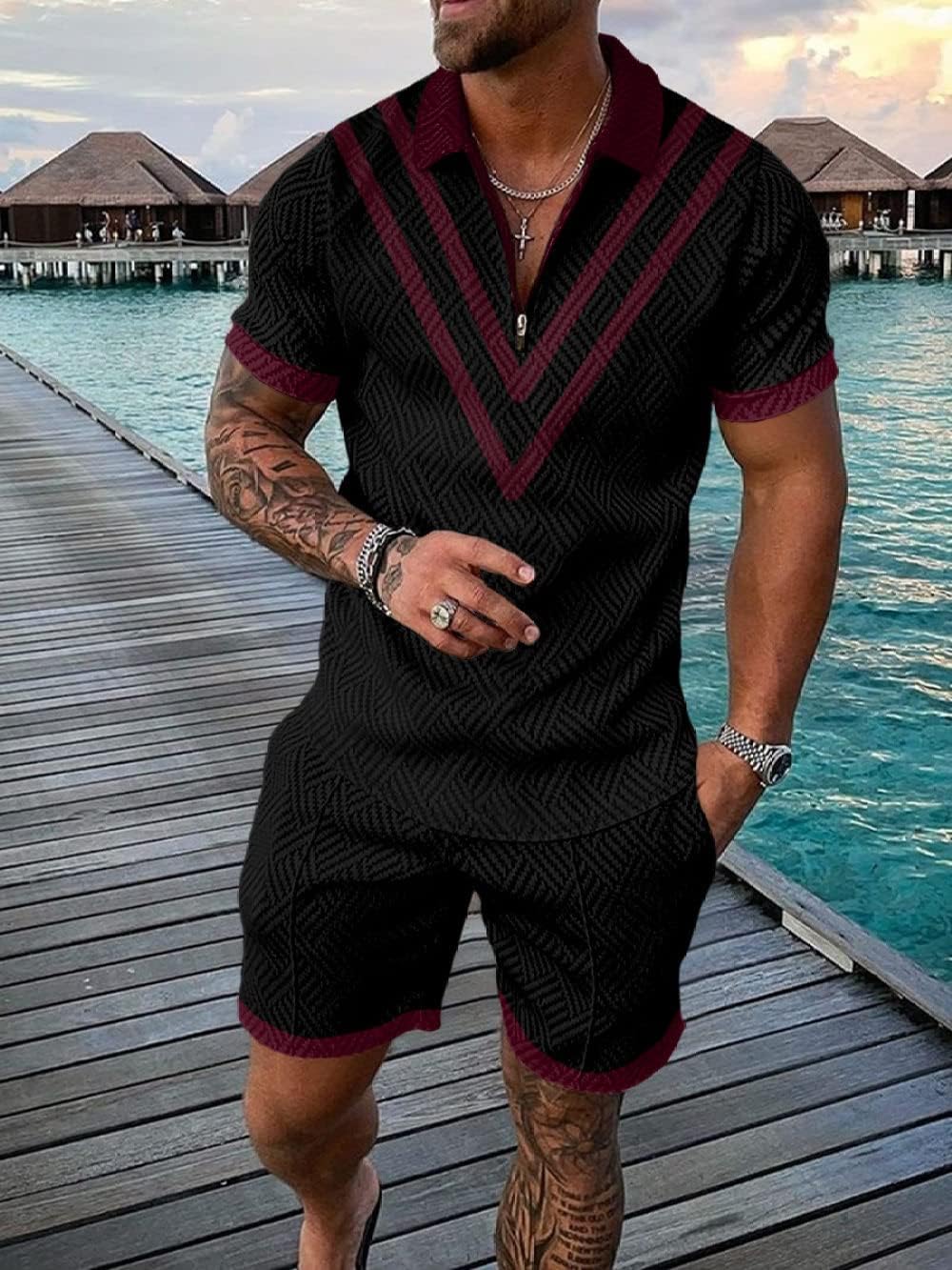 Tuta Uomo Completa Estiva 2 Pezzi - Polo da tuta estiva da uomo, manica ...