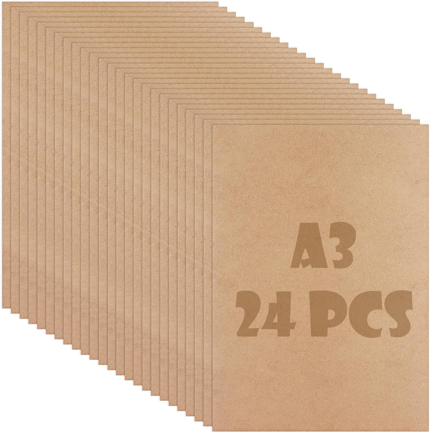 ZOFUN 24 Pcs A3 MDF Board, 42 x 30 cm MDF Sheet Cut to Size, Medium ...