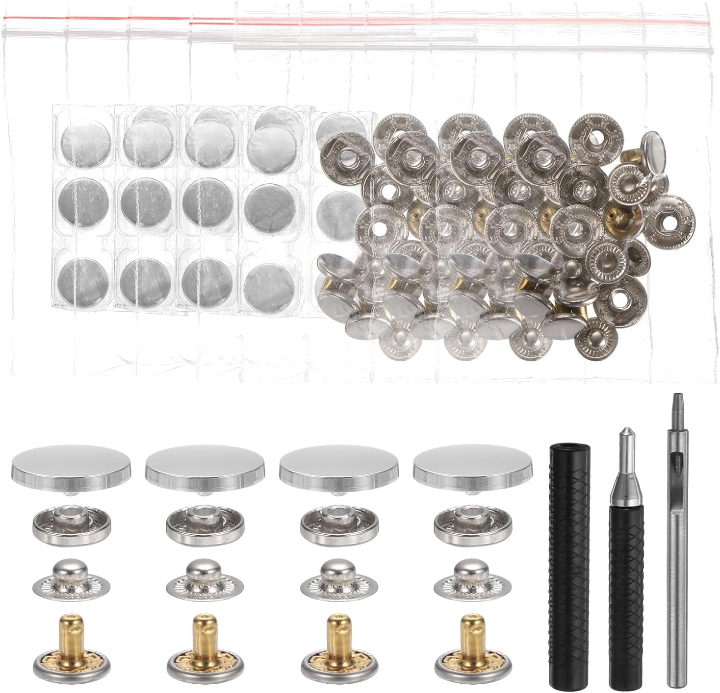 Amazon.com: HARFINGTON 24 Set Leather Snap Fasteners Kit 20mm Metal ...