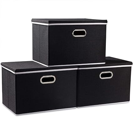 Amazon.com - PRANDOM Large Foldable Storage Boxes with Lids [3-Pack ...