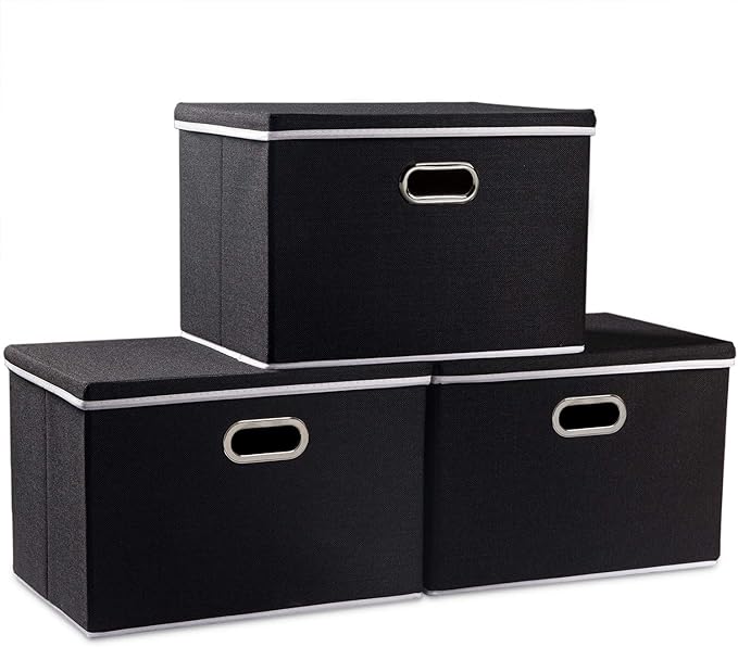 Amazon.com - PRANDOM Large Foldable Storage Boxes with Lids [3-Pack ...